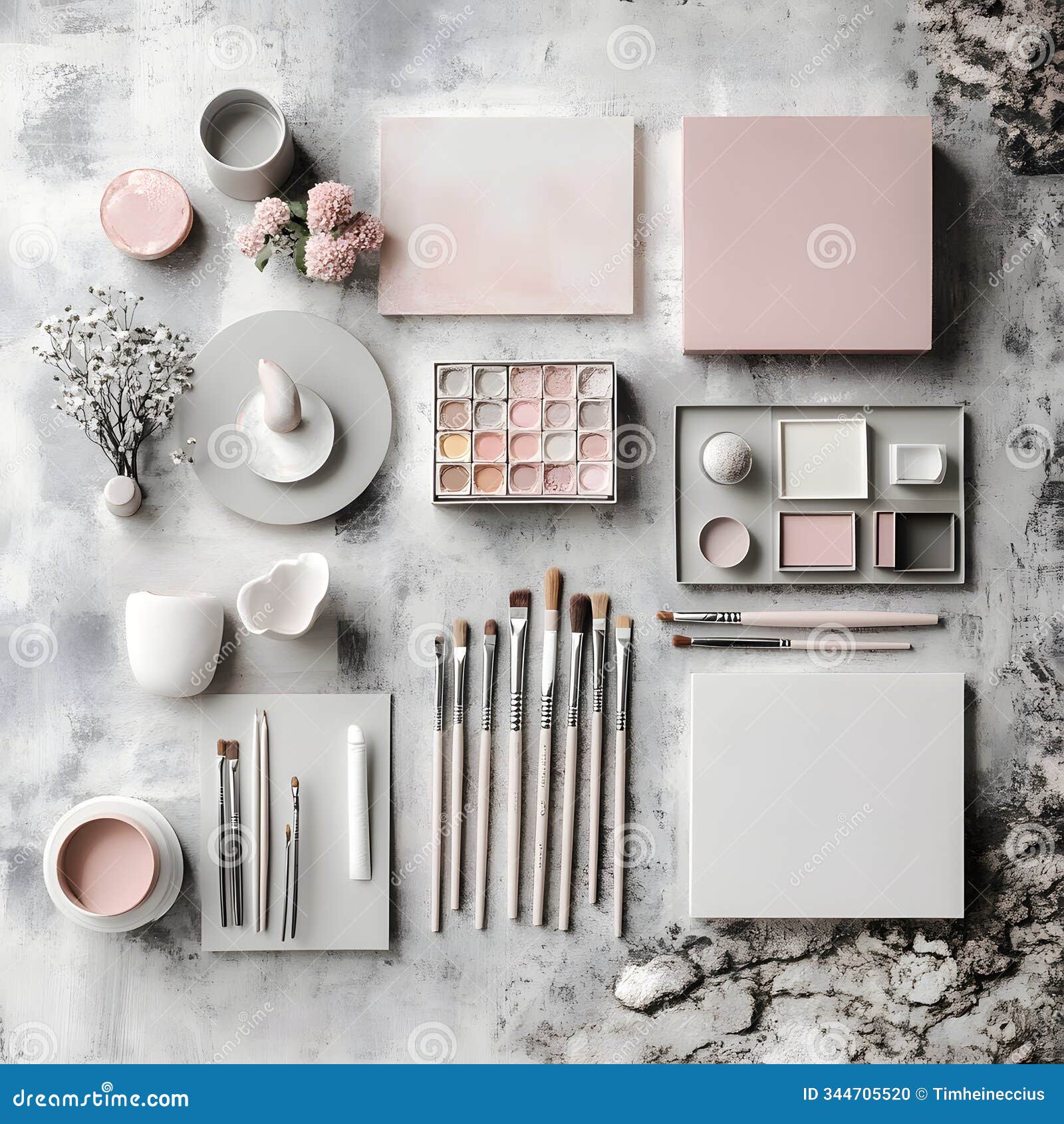 Flat Lay of Artistic Supplies Featuring Transcendent Pink Hues and ...