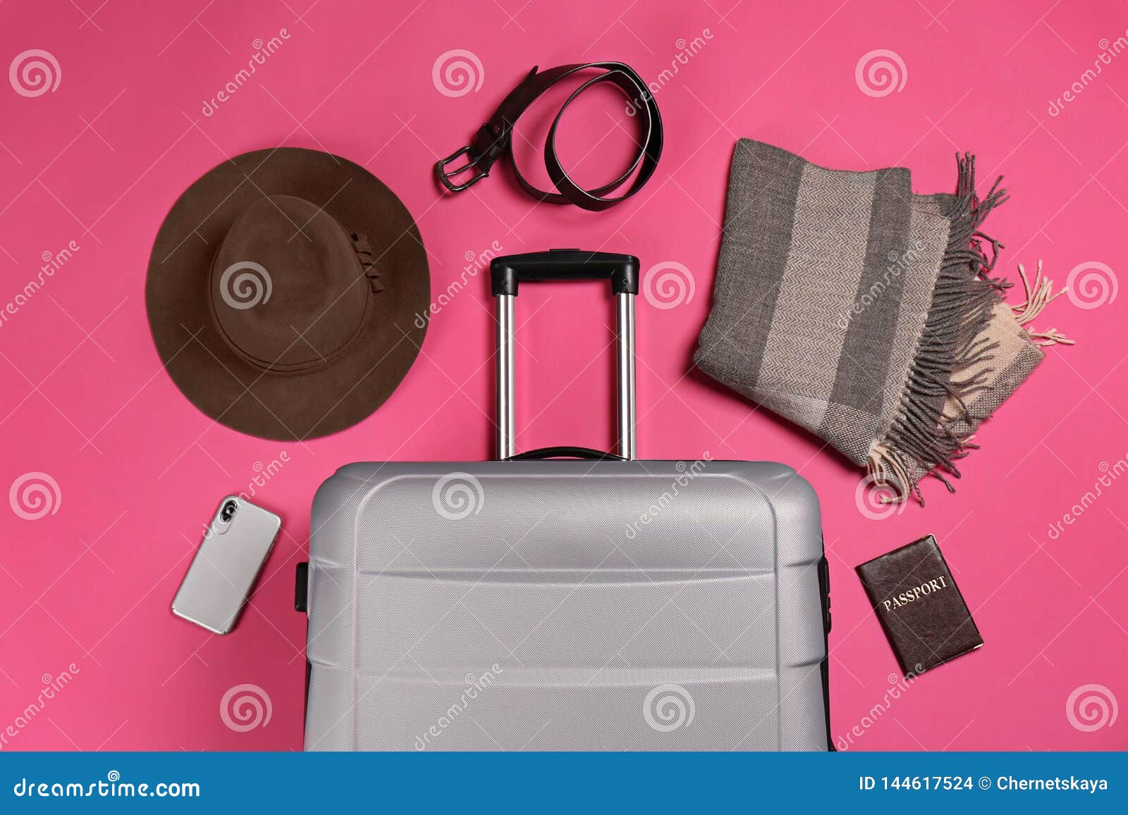Flat Lay Composition with Suitcase and Traveler`s Accessories Stock ...
