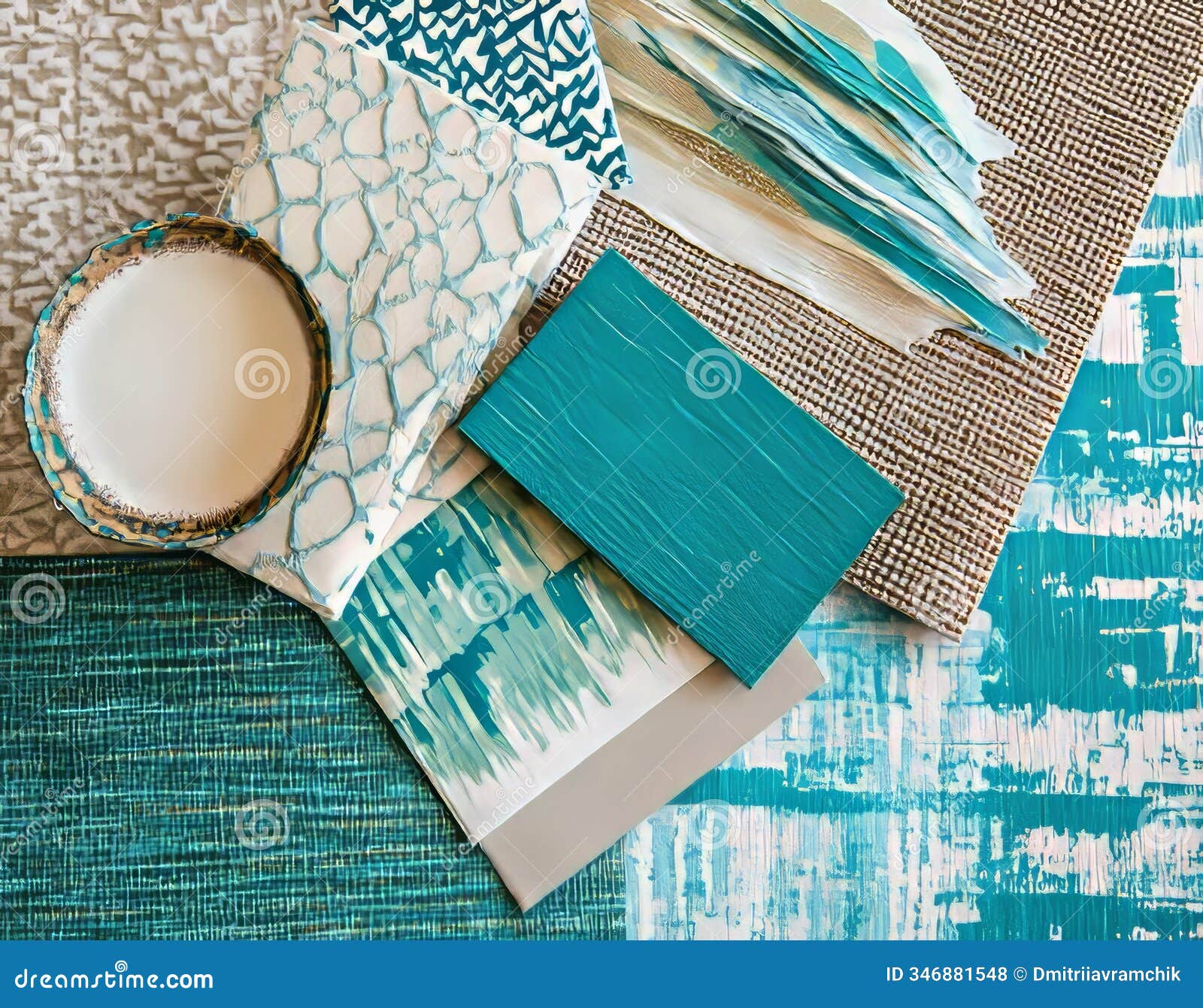 Flat Lay Composition with Textile and Paint Samples, Lamella Panels ...