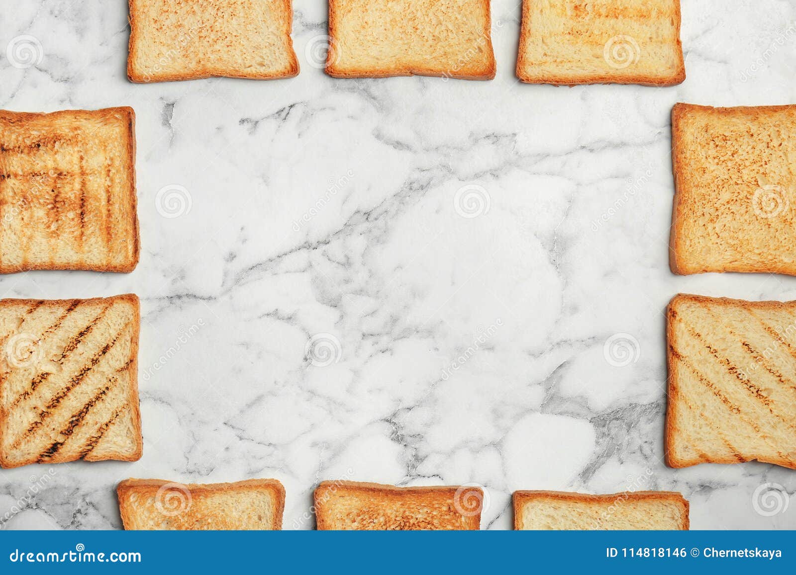 Flat Lay Composition with Toasted Bread Stock Photo - Image of flat ...