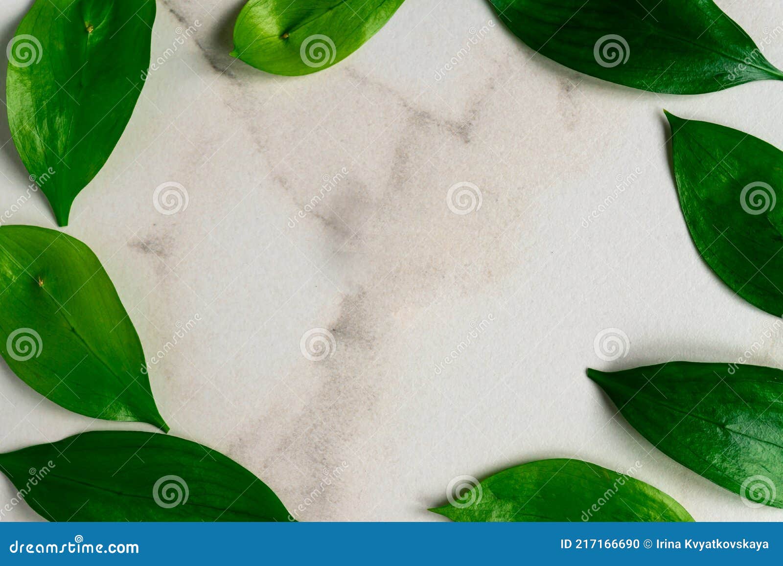 Flat Lay Composition with Tropical Leaves and Space for Text on Marble ...