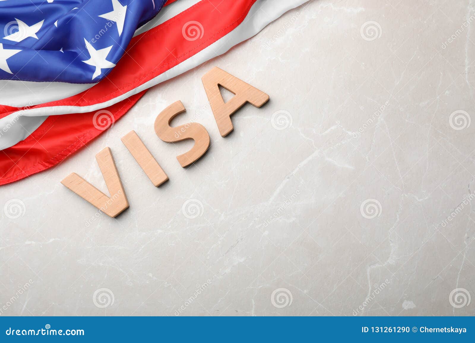 Flat Lay Composition with Word VISA and Flag Stock Photo - Image of ...