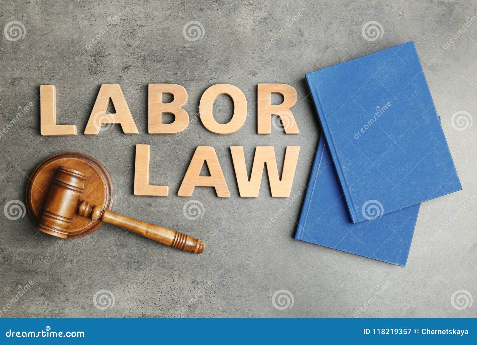 Flat Lay Composition with Phrase LABOR LAW on Grey Background Stock ...