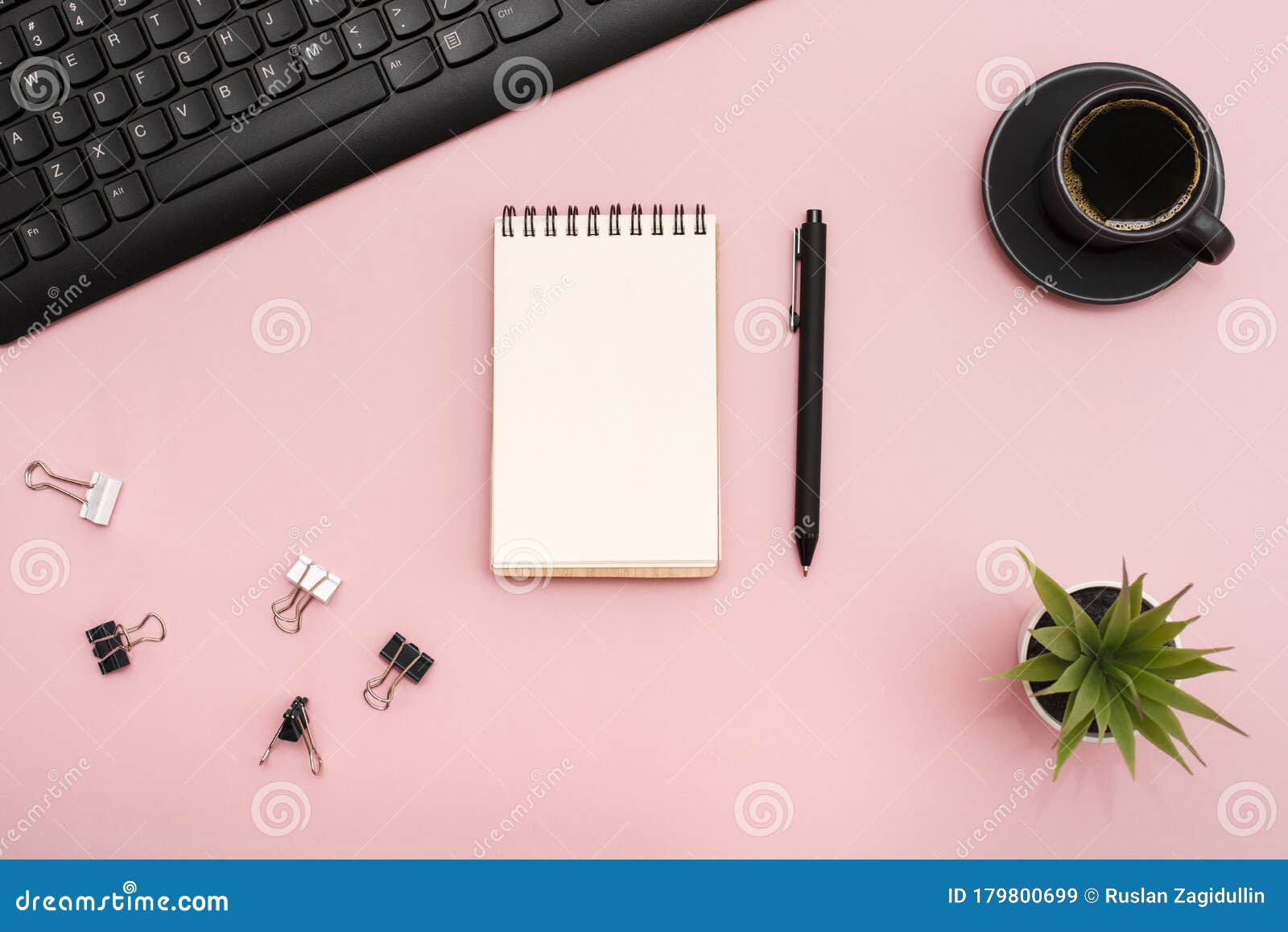 Flat Lay. Concept of Desktop at the Computer. Work from Home. Online ...