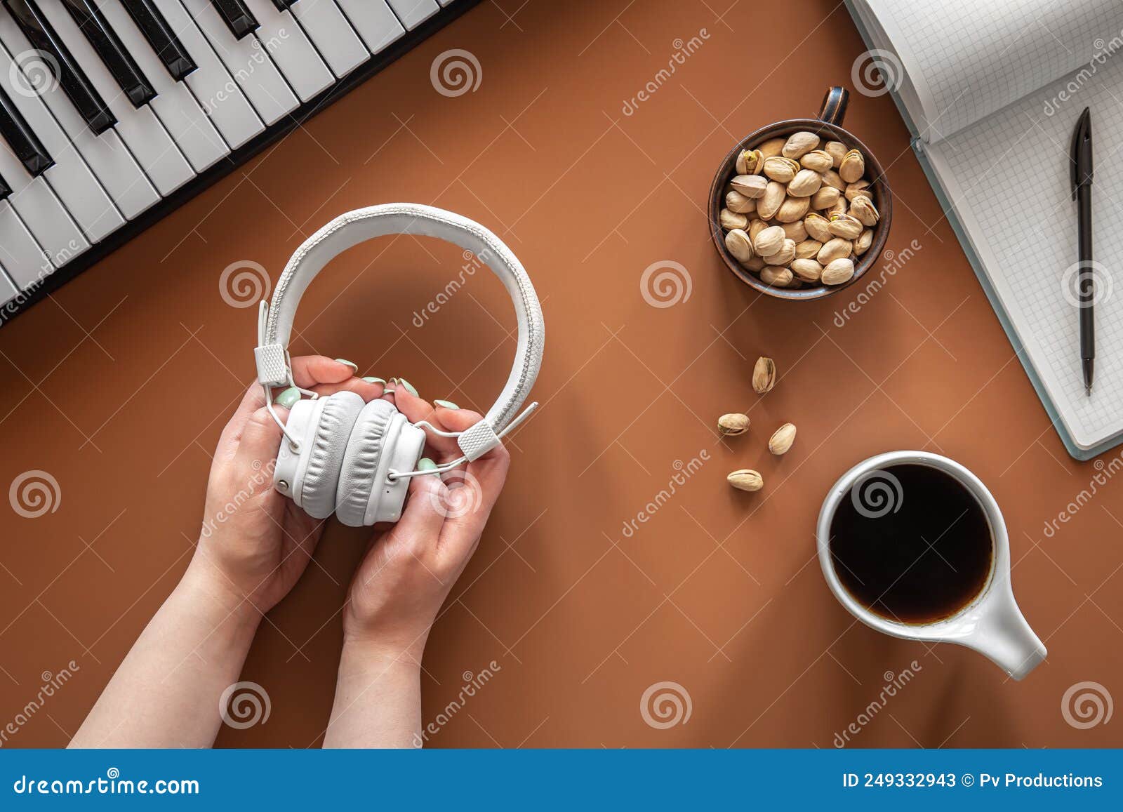 Flat Lay, Concept of Musical Creativity, Making Music. Stock Image ...
