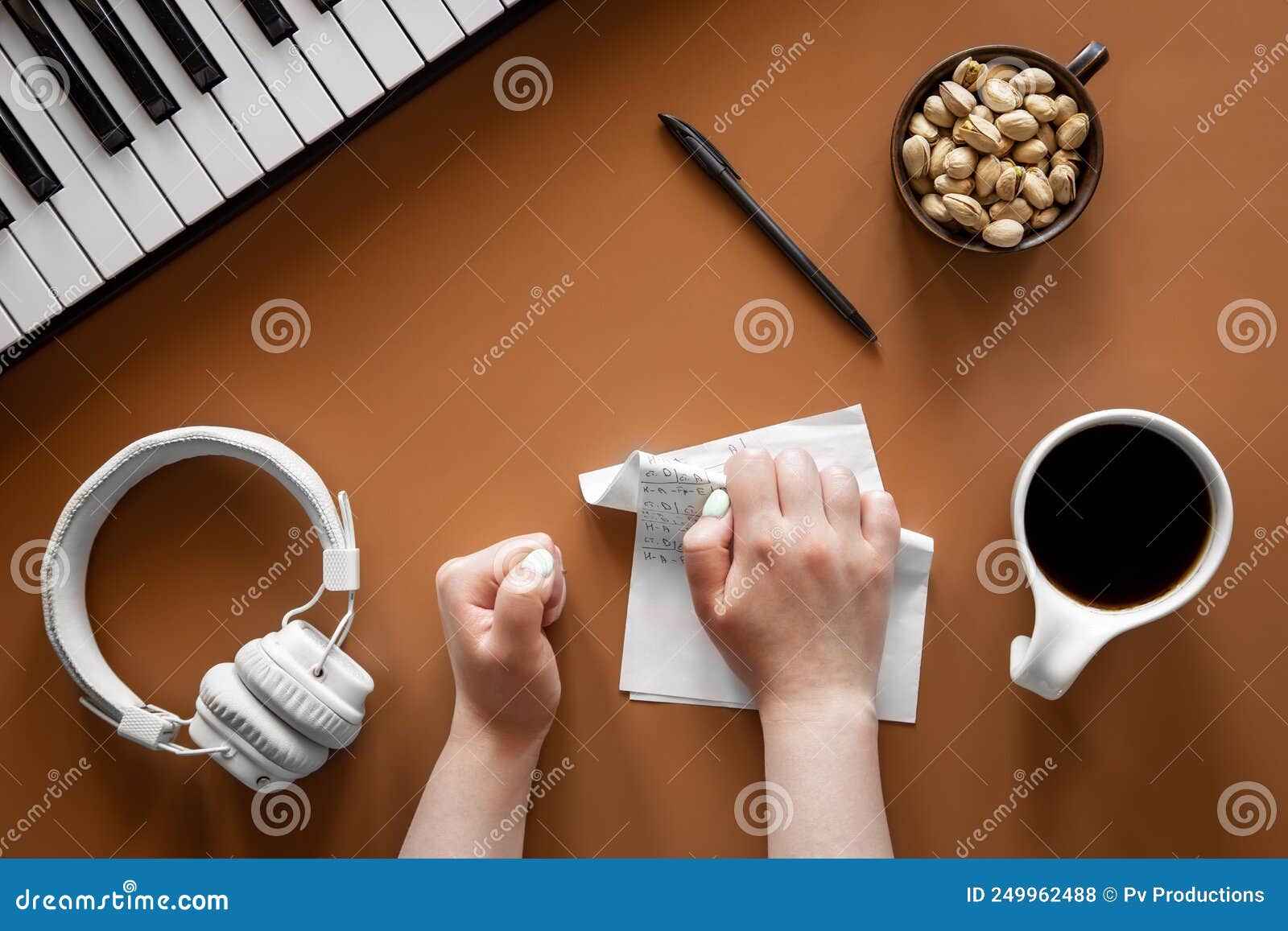 Flat Lay, Concept of Musical Creativity, Making Music. Stock Photo ...