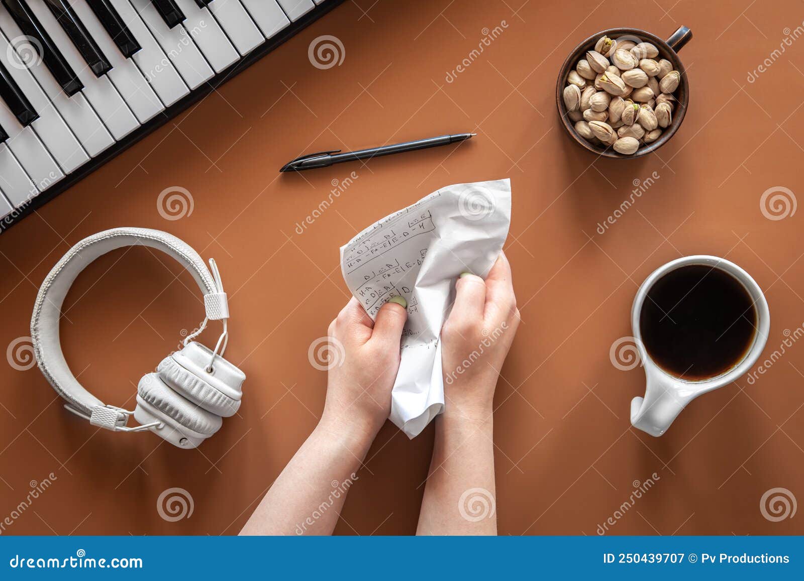 Flat Lay, Concept of Musical Creativity, Making Music. Stock Image ...