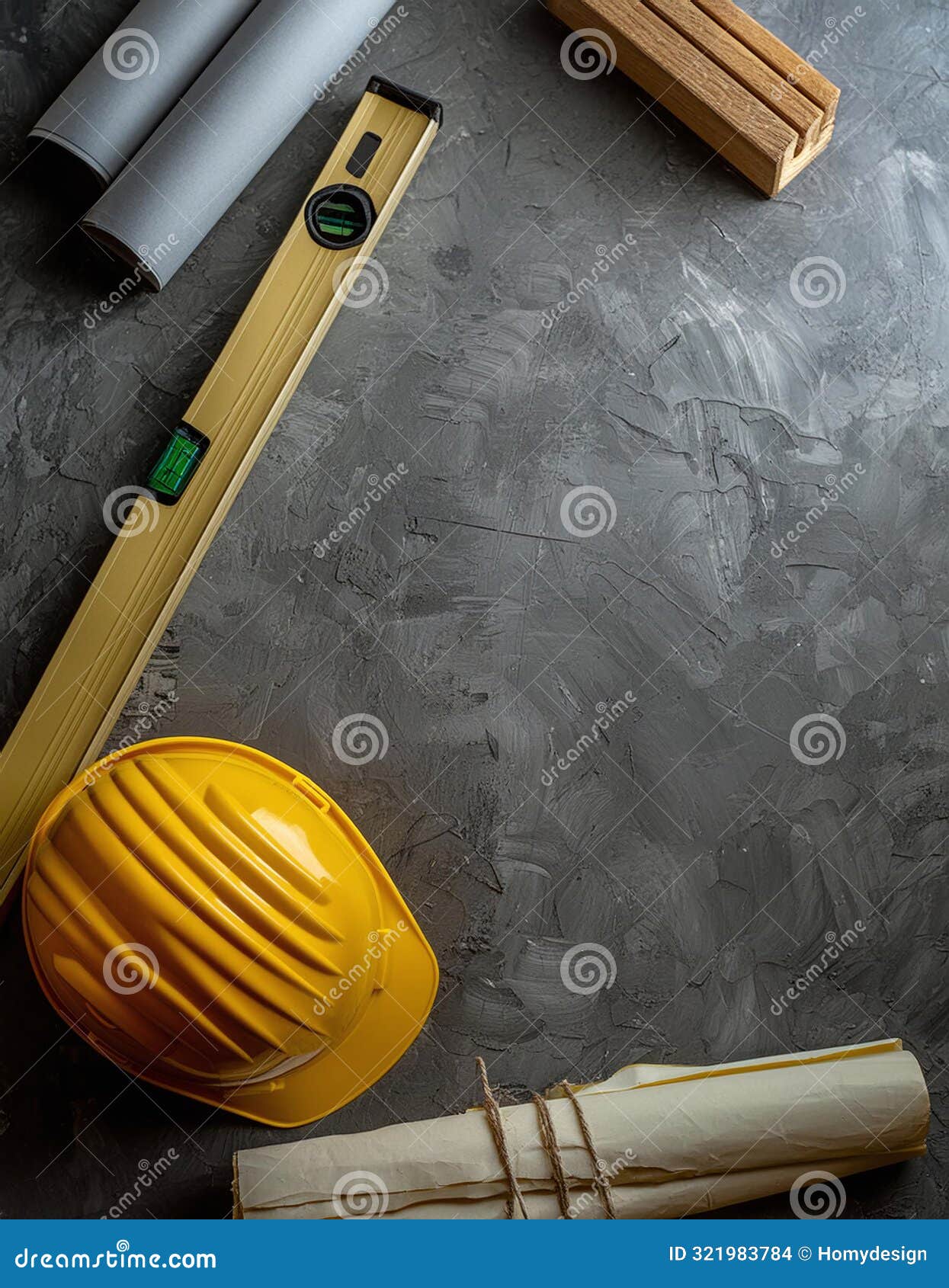 Flat Lay of Construction Tools and Blueprints on Concrete, a Visual ...