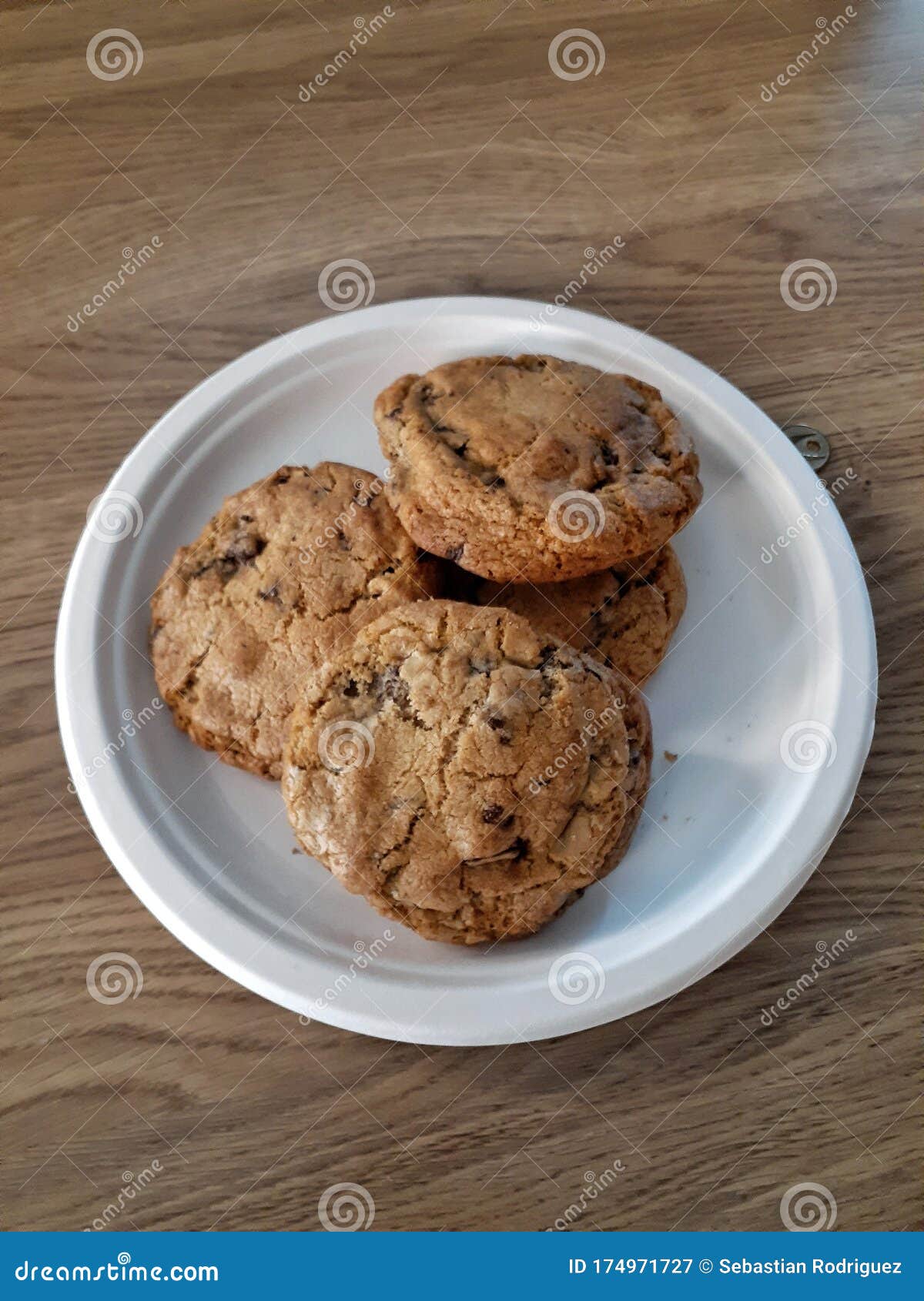 Flat Lay of Cookies on a Paper Plate Stock Image - Image of paper ...