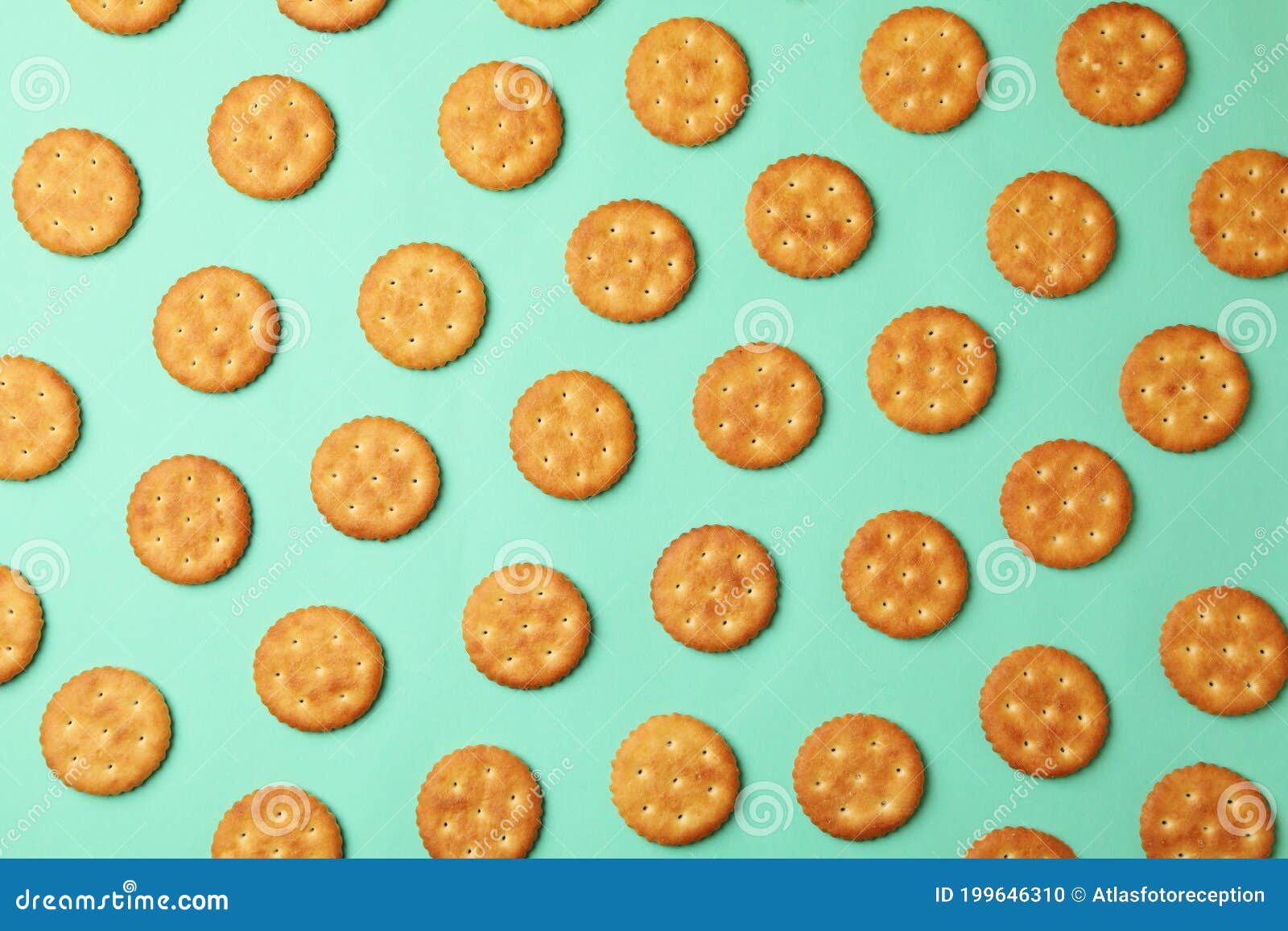 Flat Lay with Cracker Biscuits on Mint Background Stock Photo - Image ...