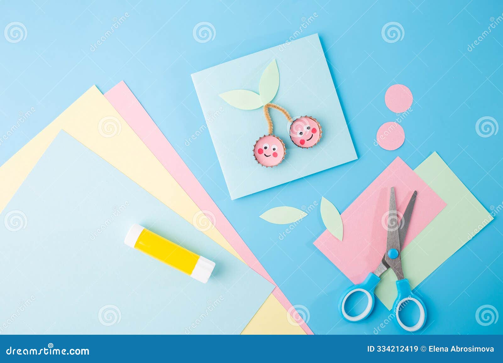 Flat Lay of Craft Materials and Tools on Pastel Background Stock Image ...