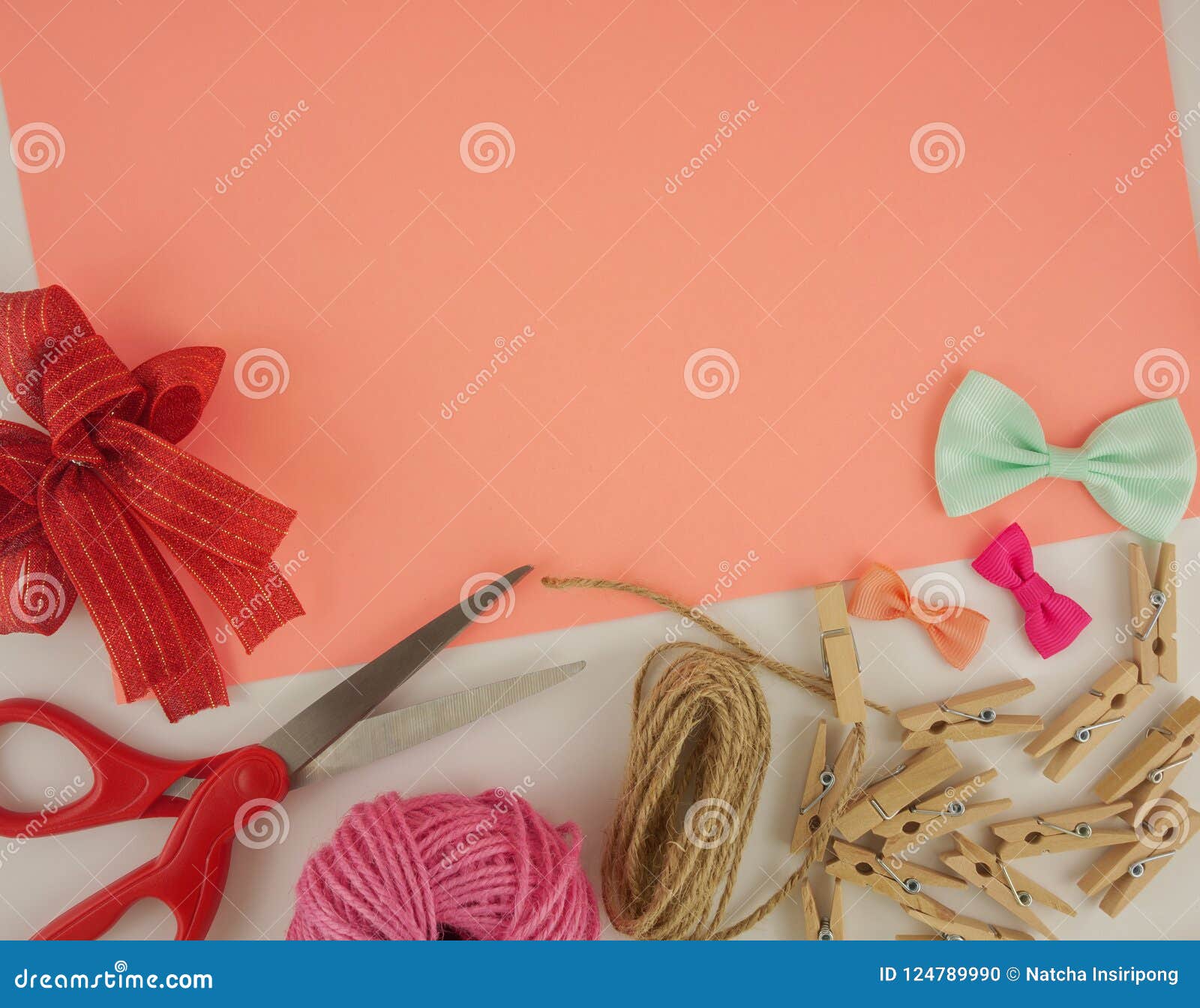 Flat Lay Craft Tools on White Desk with Copy Space Stock Photo - Image ...