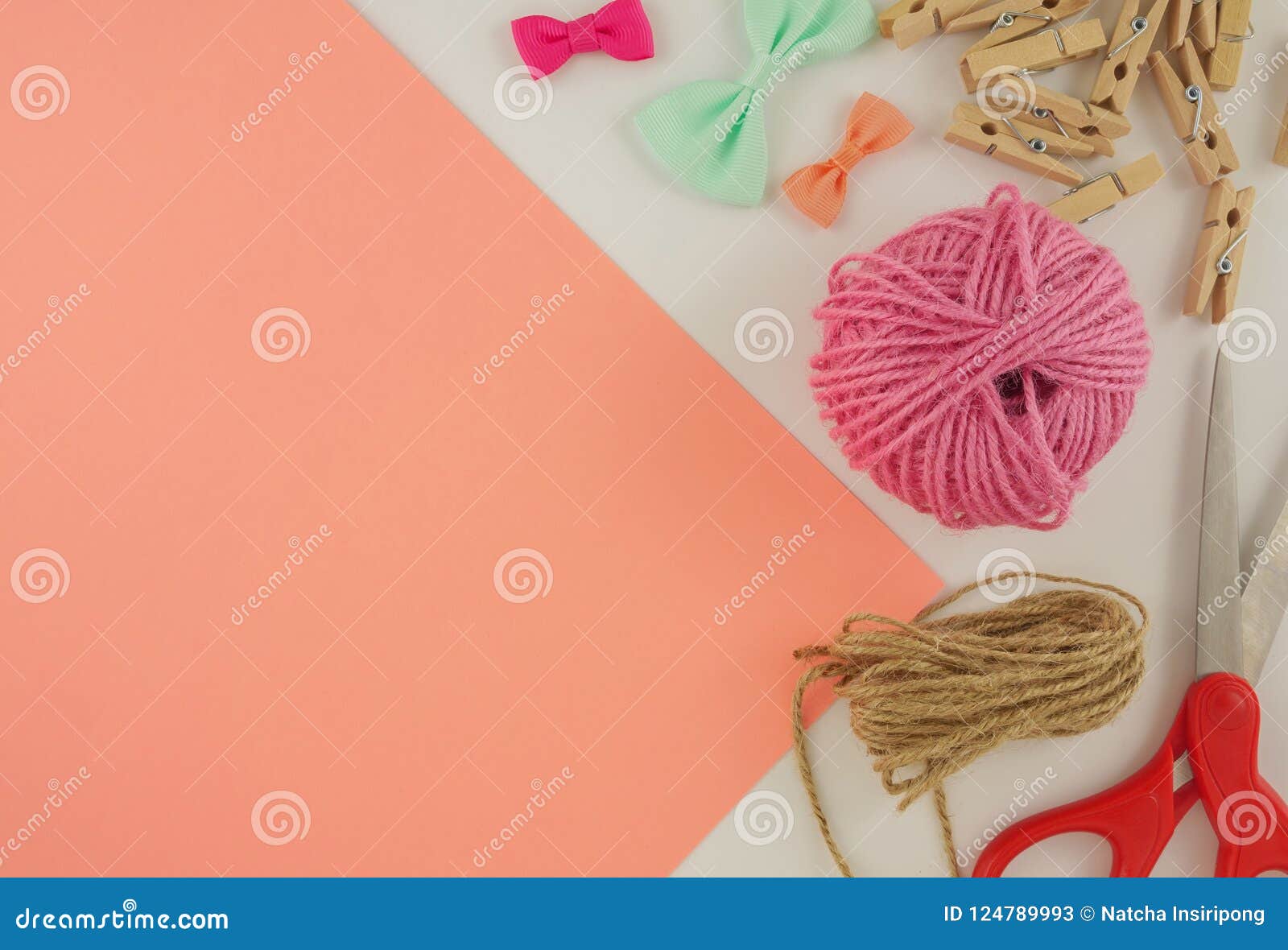Flat Lay Craft Tools on White Desk with Copy Space Stock Image - Image ...