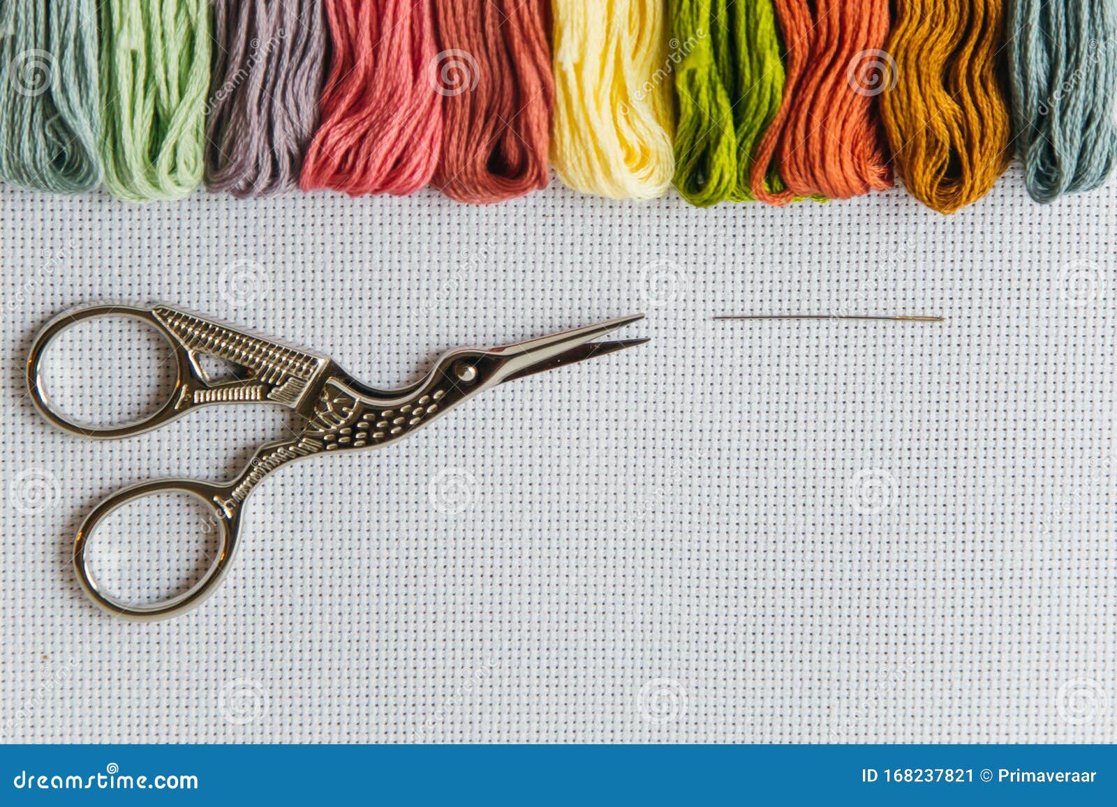 Flat lay cross stitch stock image. Image of fancywork - 168237821