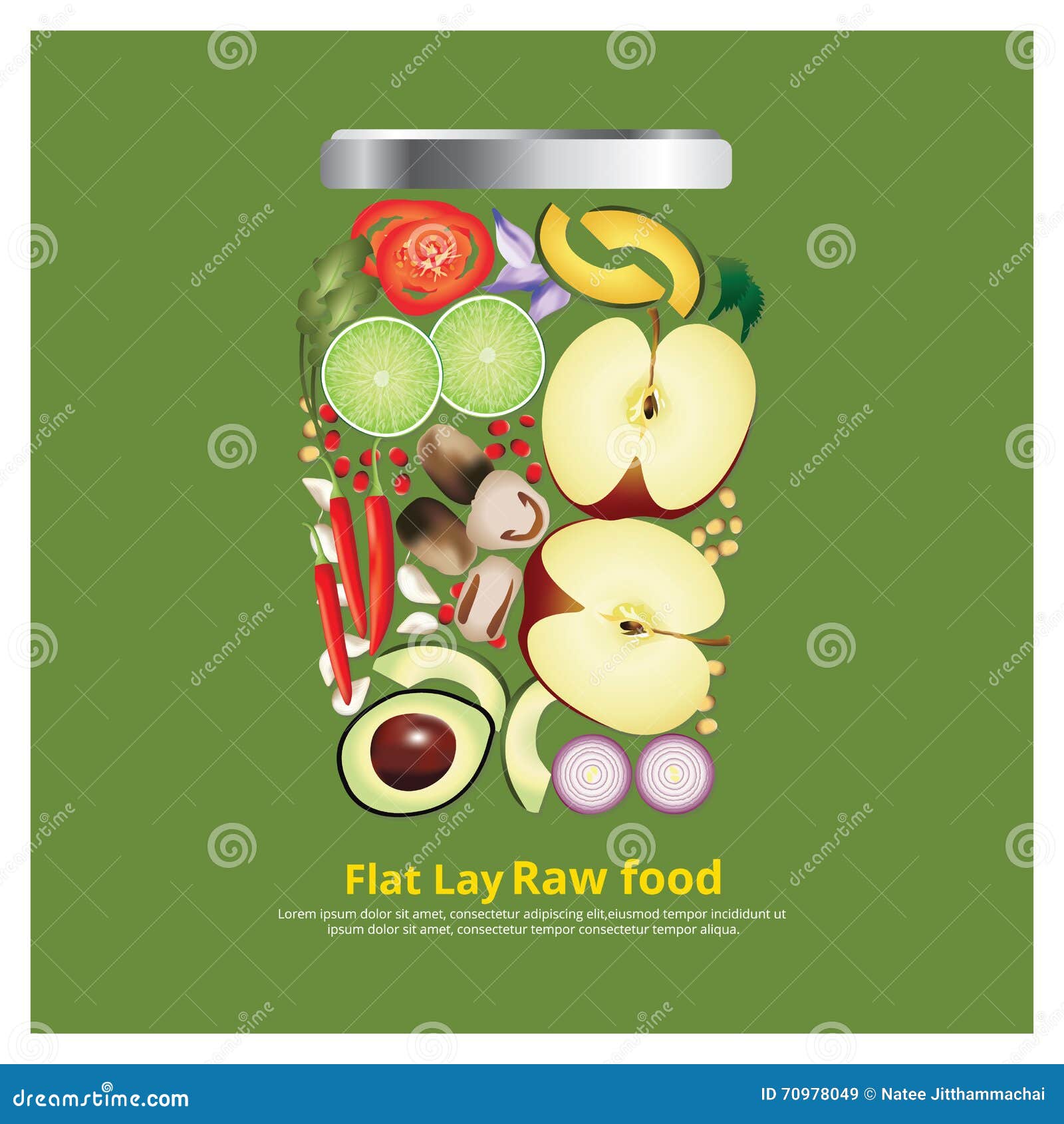 Flat Lay Design Ingredients for Food on Bowl Outline Vector ...