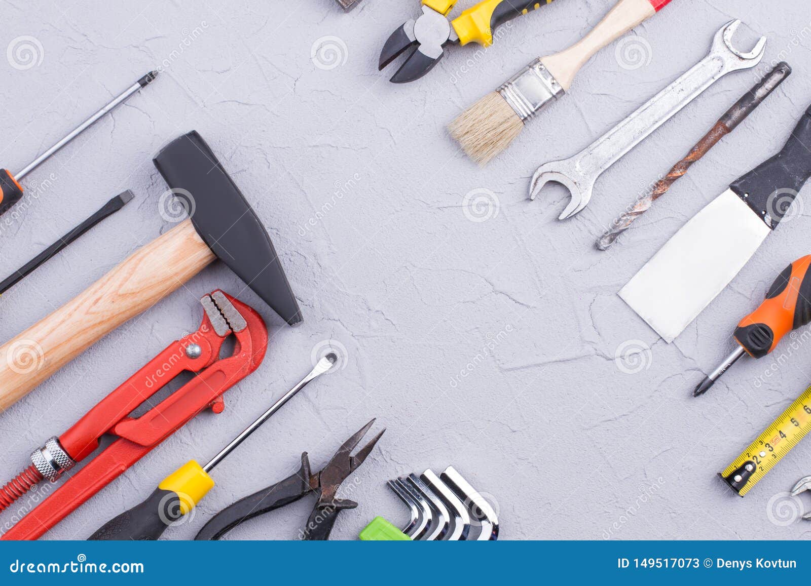 Flat Lay Different Construction Tools with Copy Space. Stock Image ...