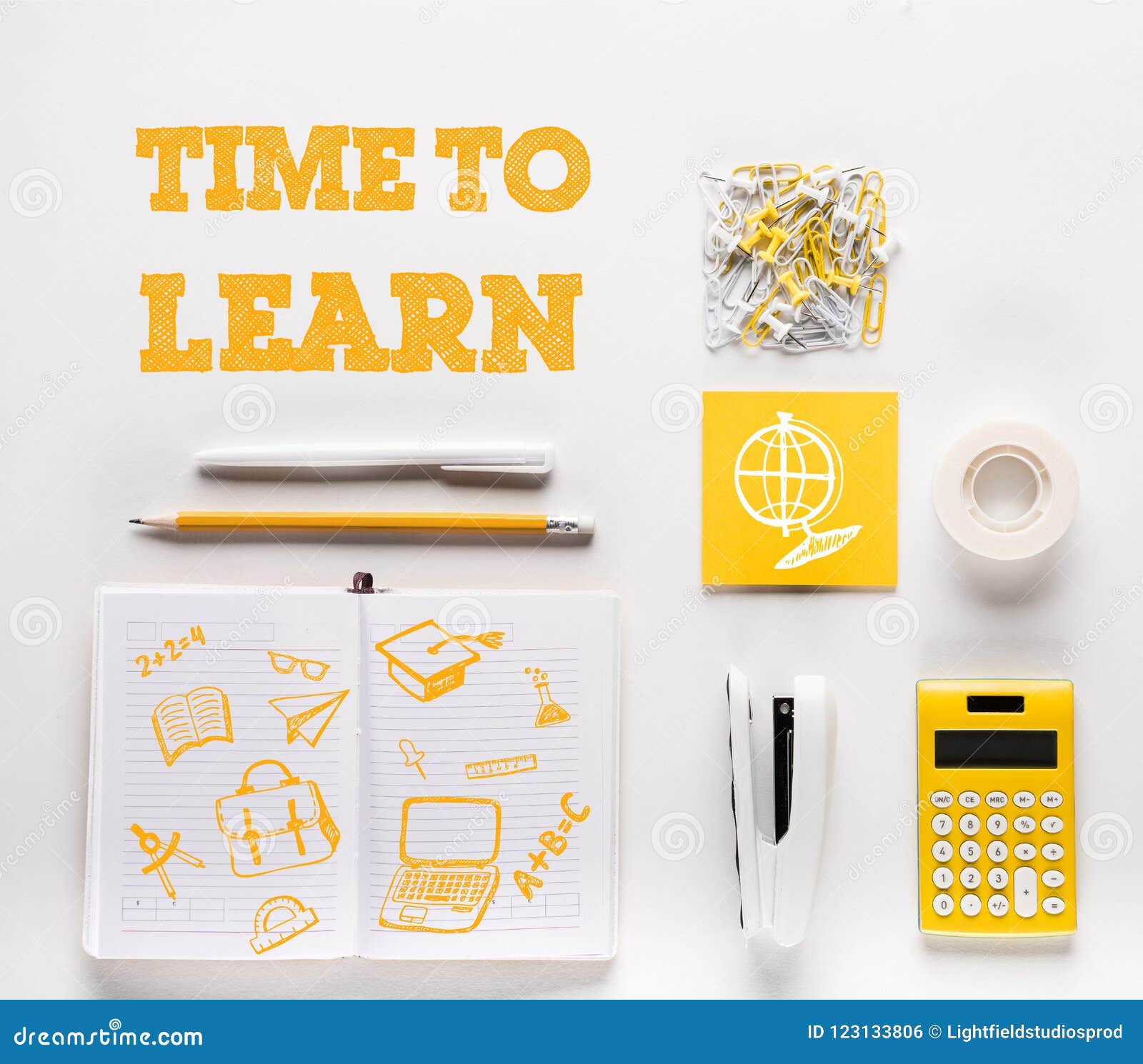 Drawn Time to learn words stock photo. Image of orange - 123133806