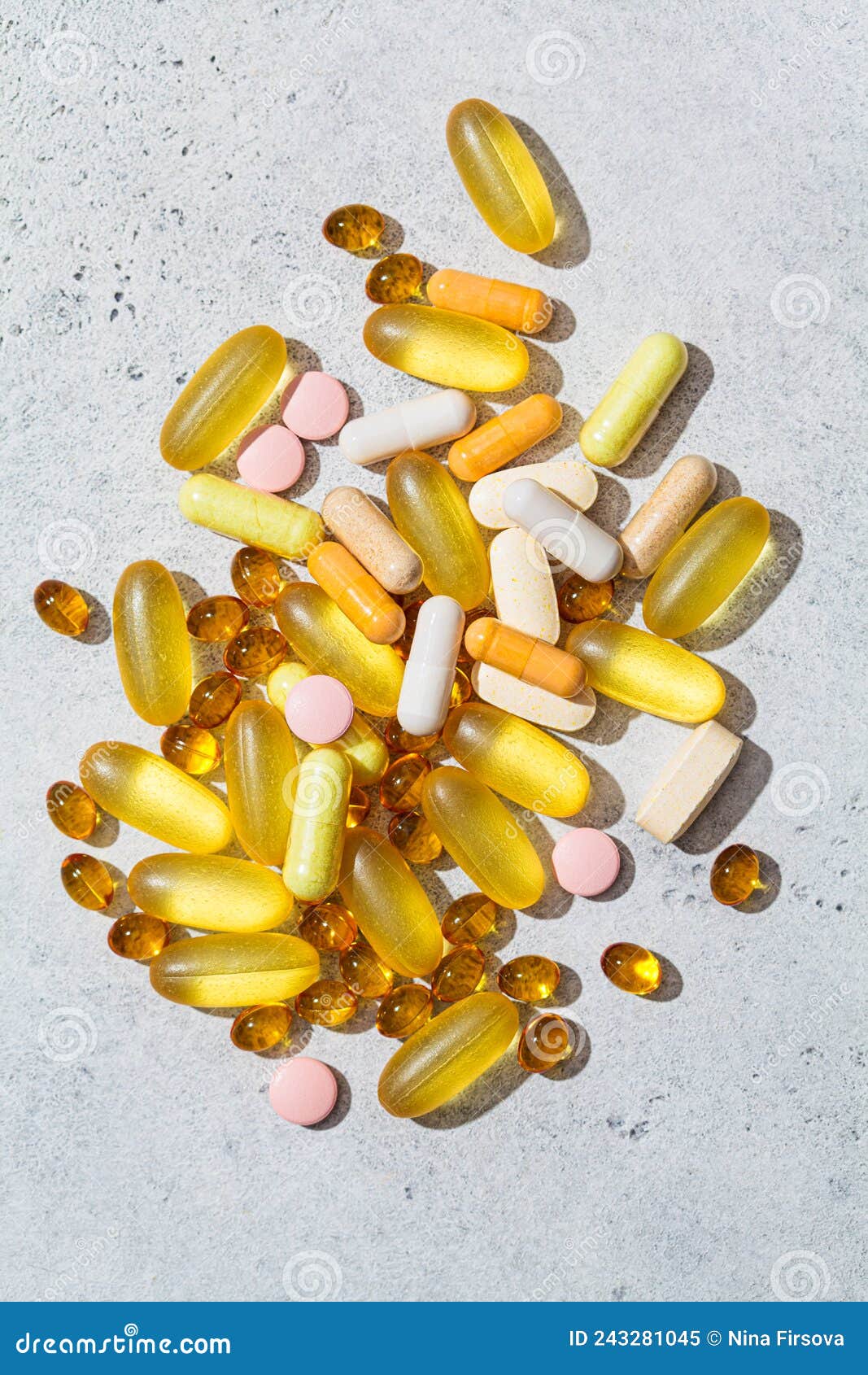 Different Types of Tablets, Pills, Capsules and Vitamins. daily Dose of ...