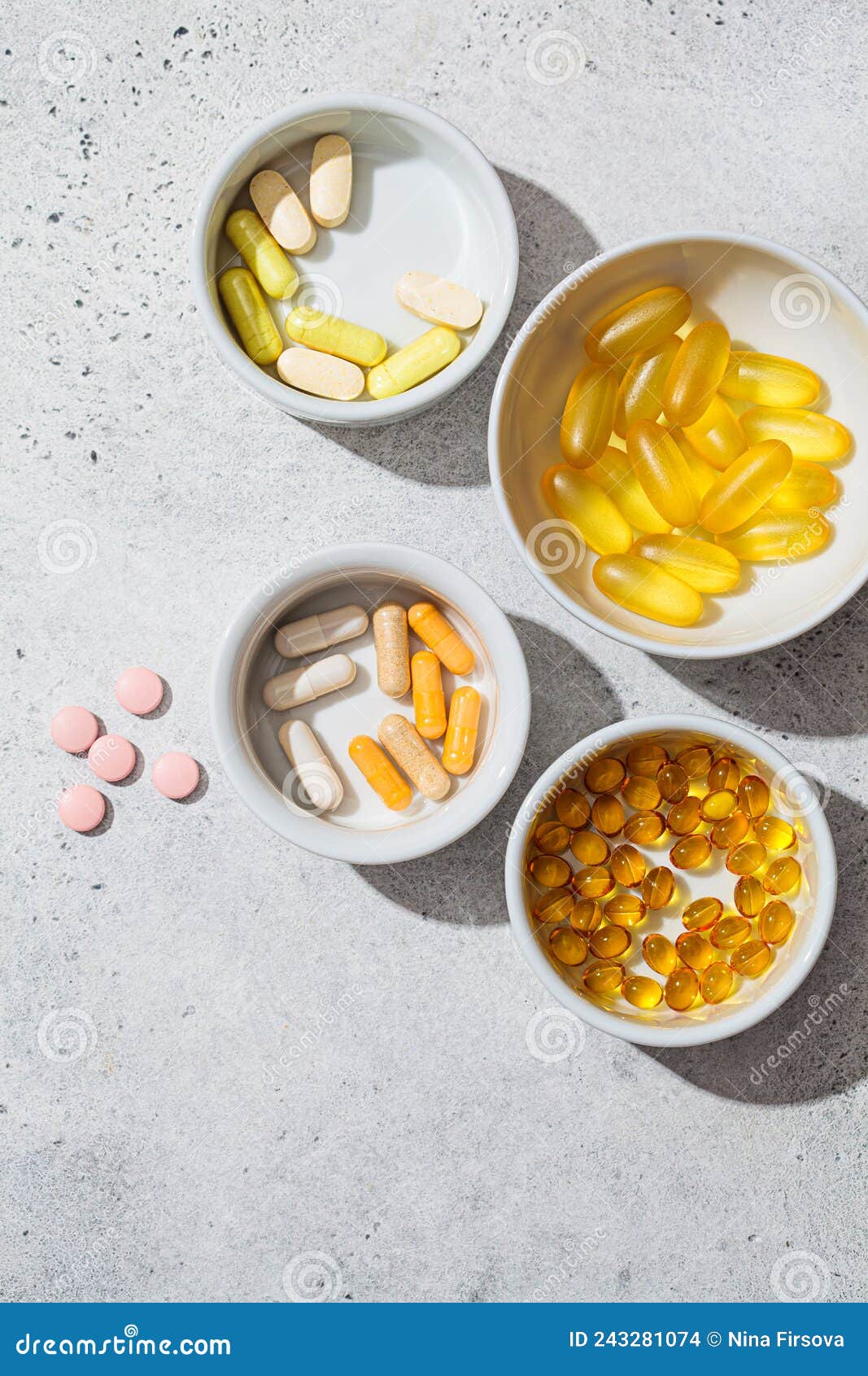 Different Types of Tablets, Pills, Capsules and Vitamins. daily Dose of ...