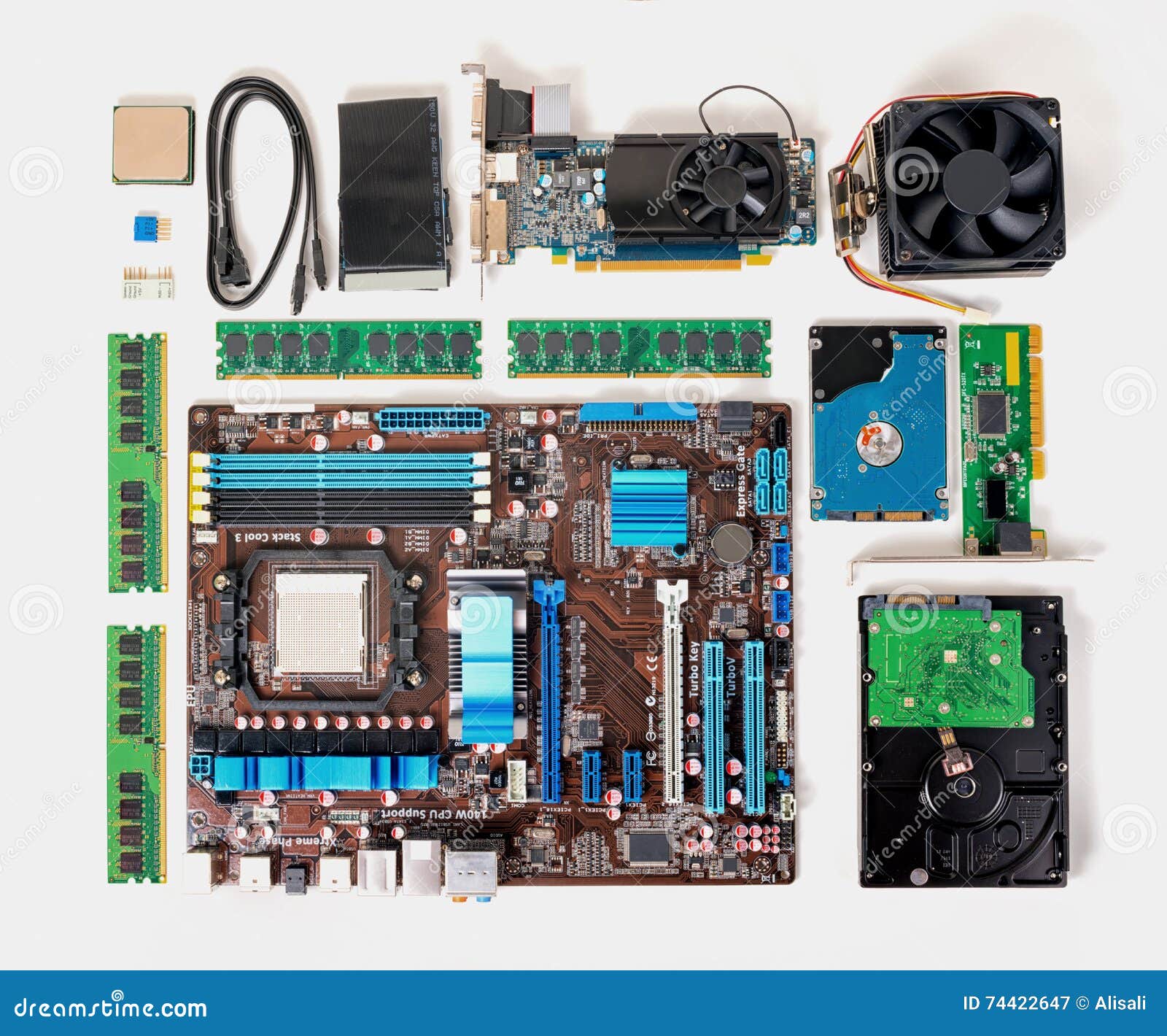 Flat Lay of Disassembled Pc Computer, Laptop, Concept of Repair Stock ...
