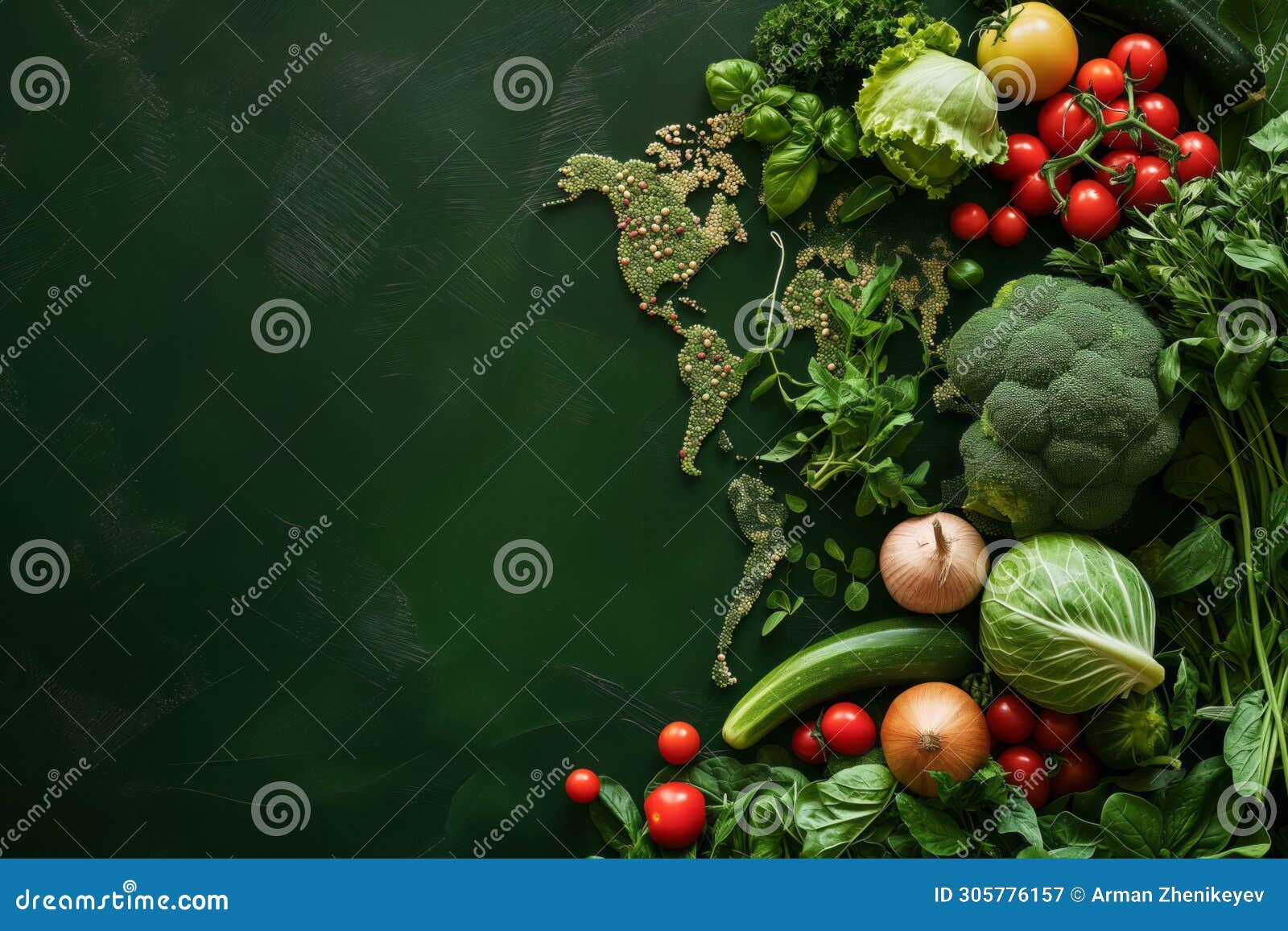 Flat Lay of the Earth Map Made of Vegetables Stock Illustration ...