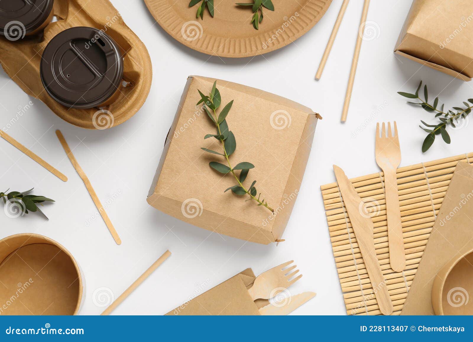 Flat Lay with Eco Friendly Products on Light Background Stock Image ...