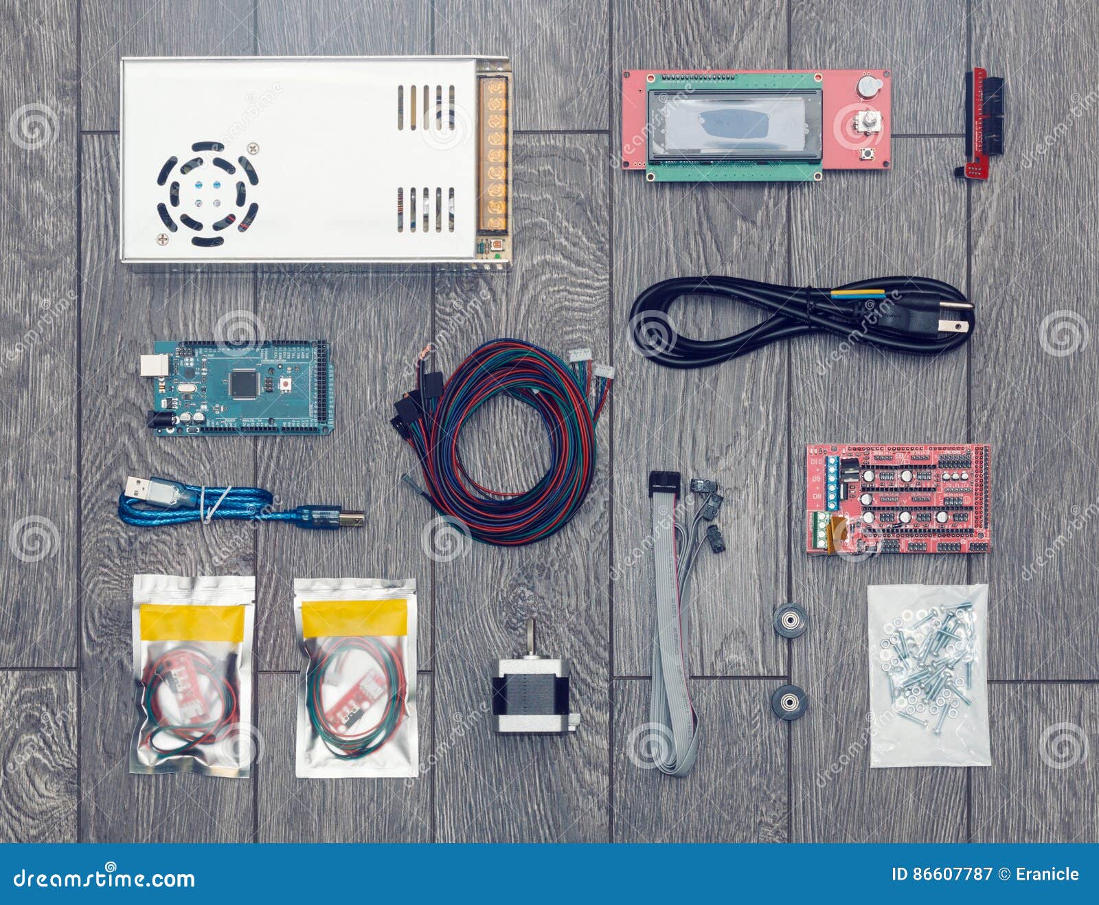 Flat Lay of Electronic and Mechanical Parts and Components of DI Stock ...