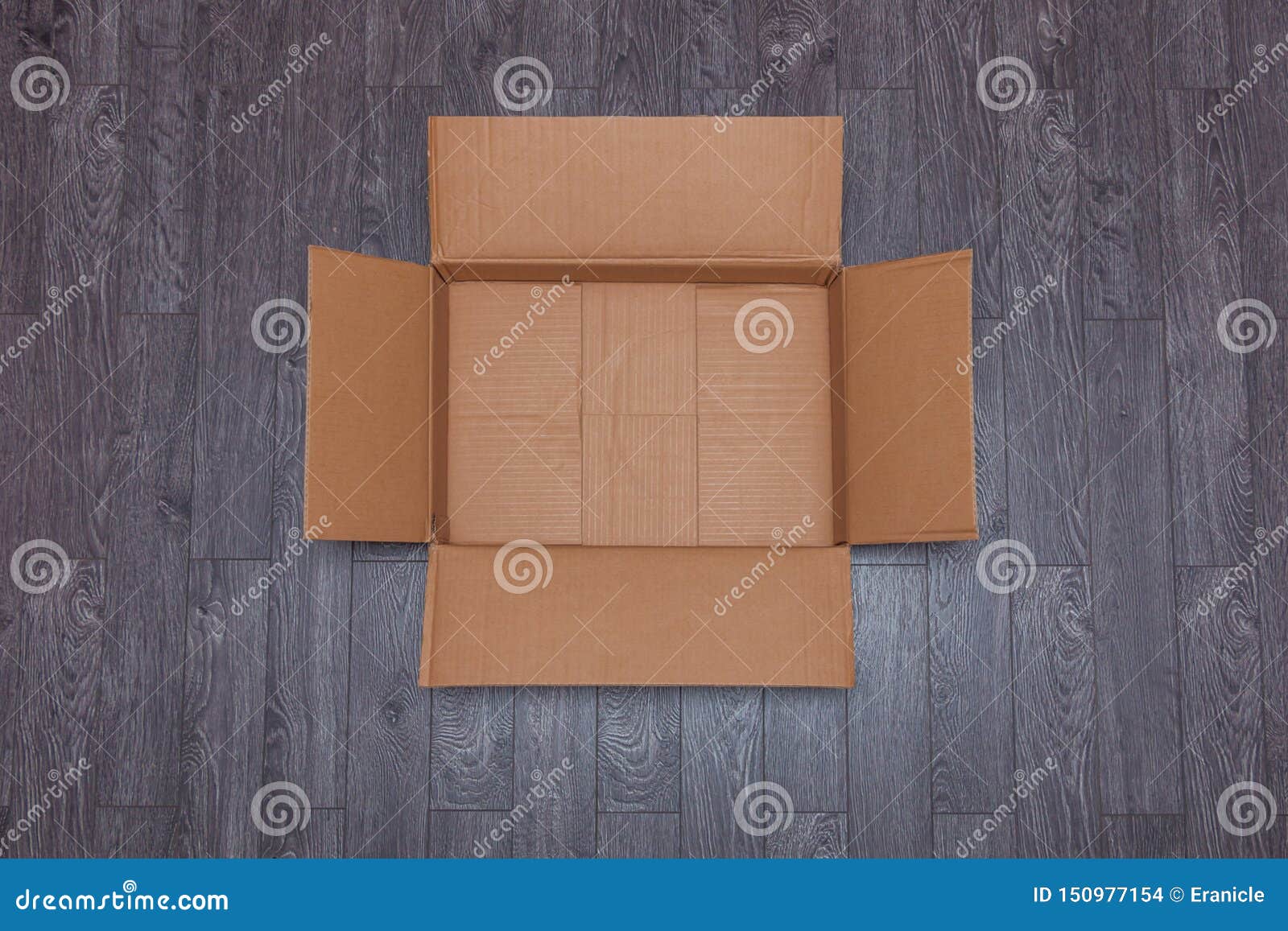Flat Lay of Empty Open Cardboard Box Stock Photo - Image of present ...