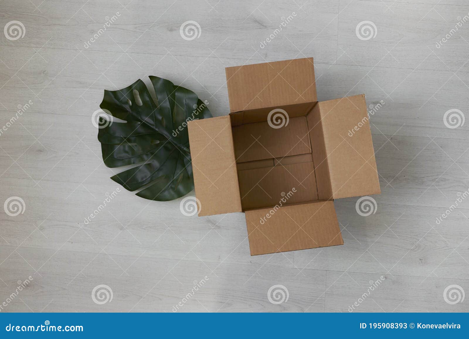 Flat Lay of Empty Open Cardboard Box on Wooden Surface Stock Image ...