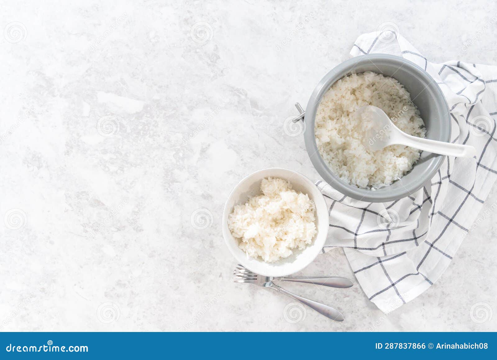 Cooking rice stock photo. Image of bowl, cooked, preparing - 287837866