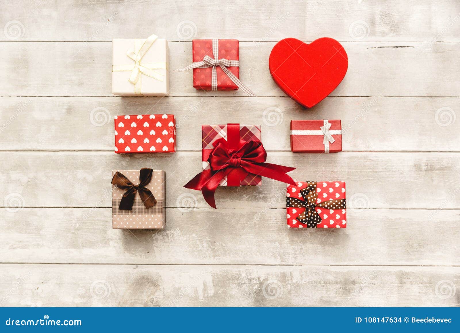 Flat Lay with Gift Boxes, Ribbons and Decorations. Stock Photo - Image ...