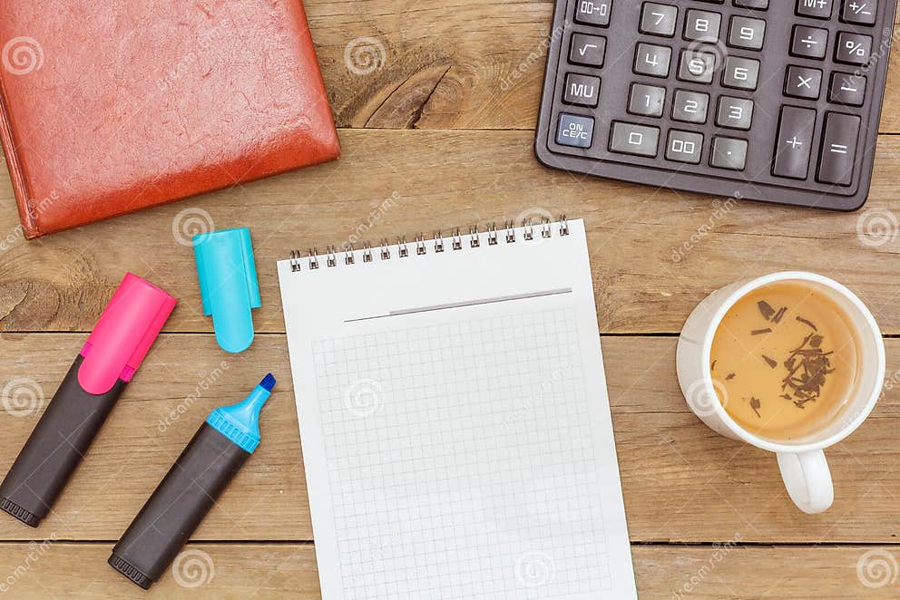 Flat Lay: Green Tea and Writing in a Notebook Stock Photo - Image of ...