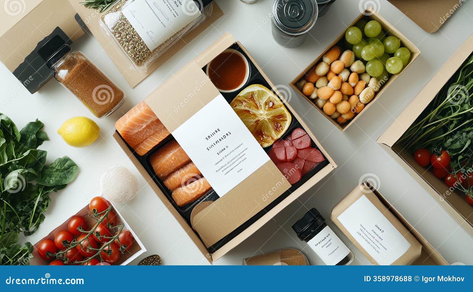 A Flat Lay of Healthy Meal Prep Boxes with Clean Labeling and Fresh ...