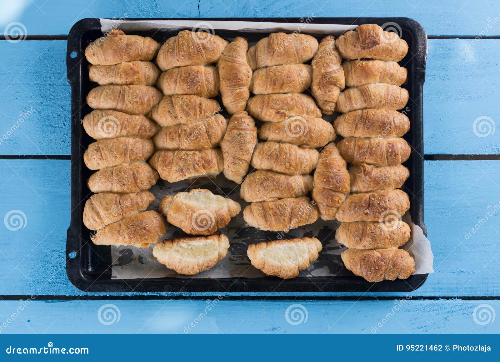 Flat Lay Image Domestic Buns in the Baking Pan Stock Photo - Image of ...