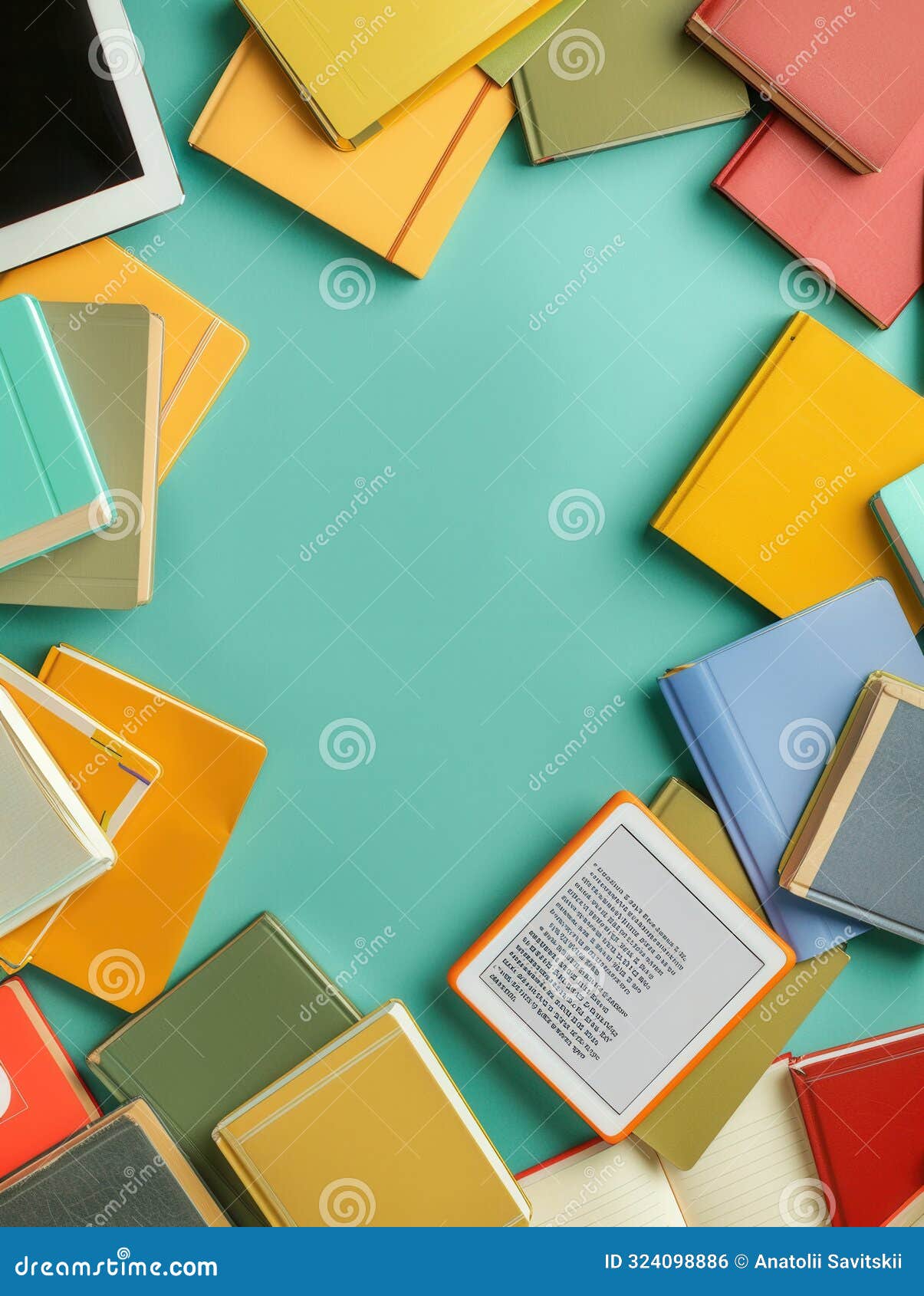 A Flat Lay Image of E-readers and Tablets Displaying Educational ...