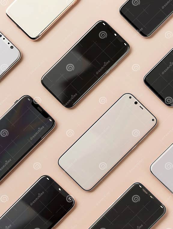 A Flat Lay Image of Several Modern Smartphones Arranged in Different ...