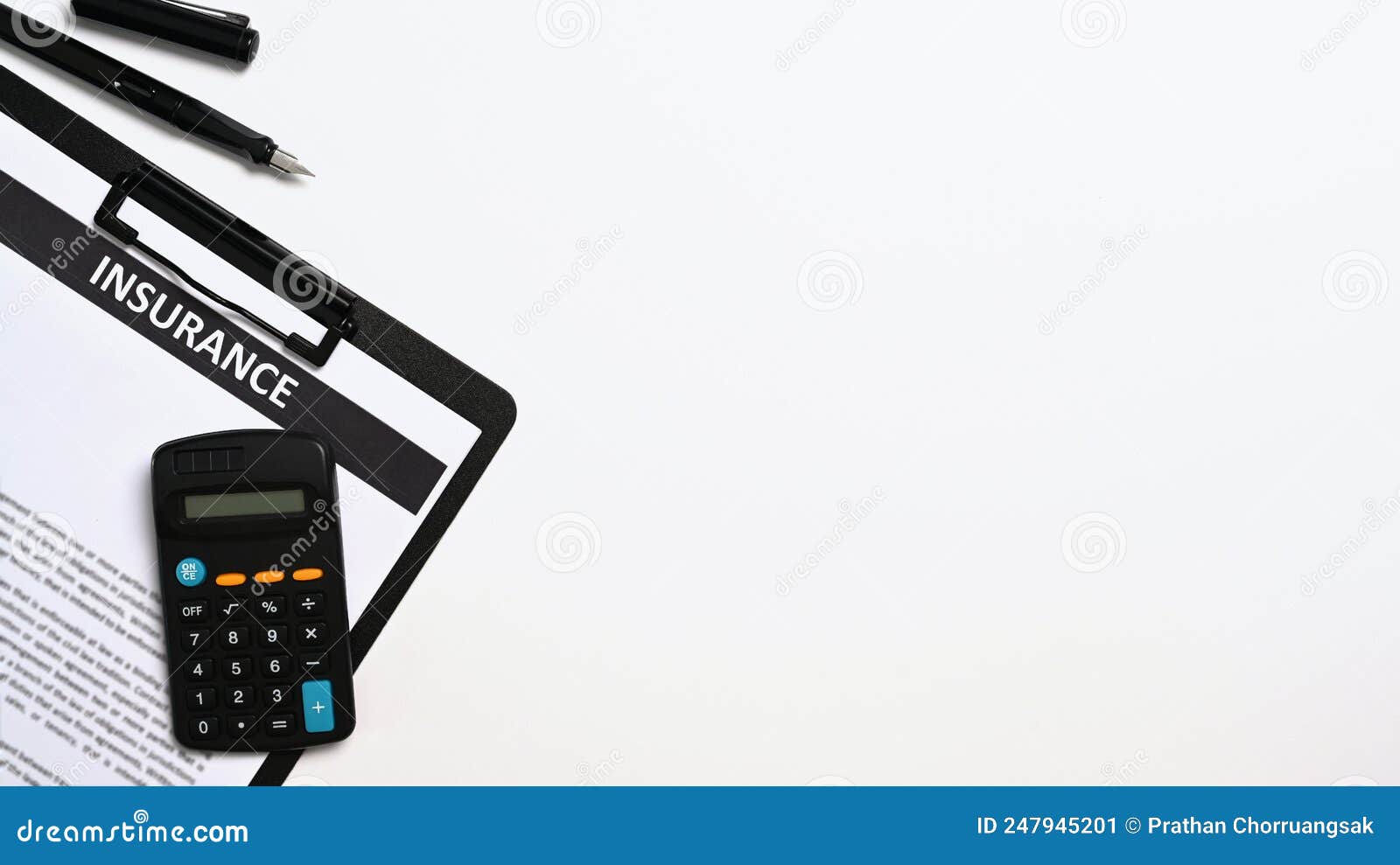 Flat Lay Insurance Claim Form on Table with Calculator and Pen. Copy ...