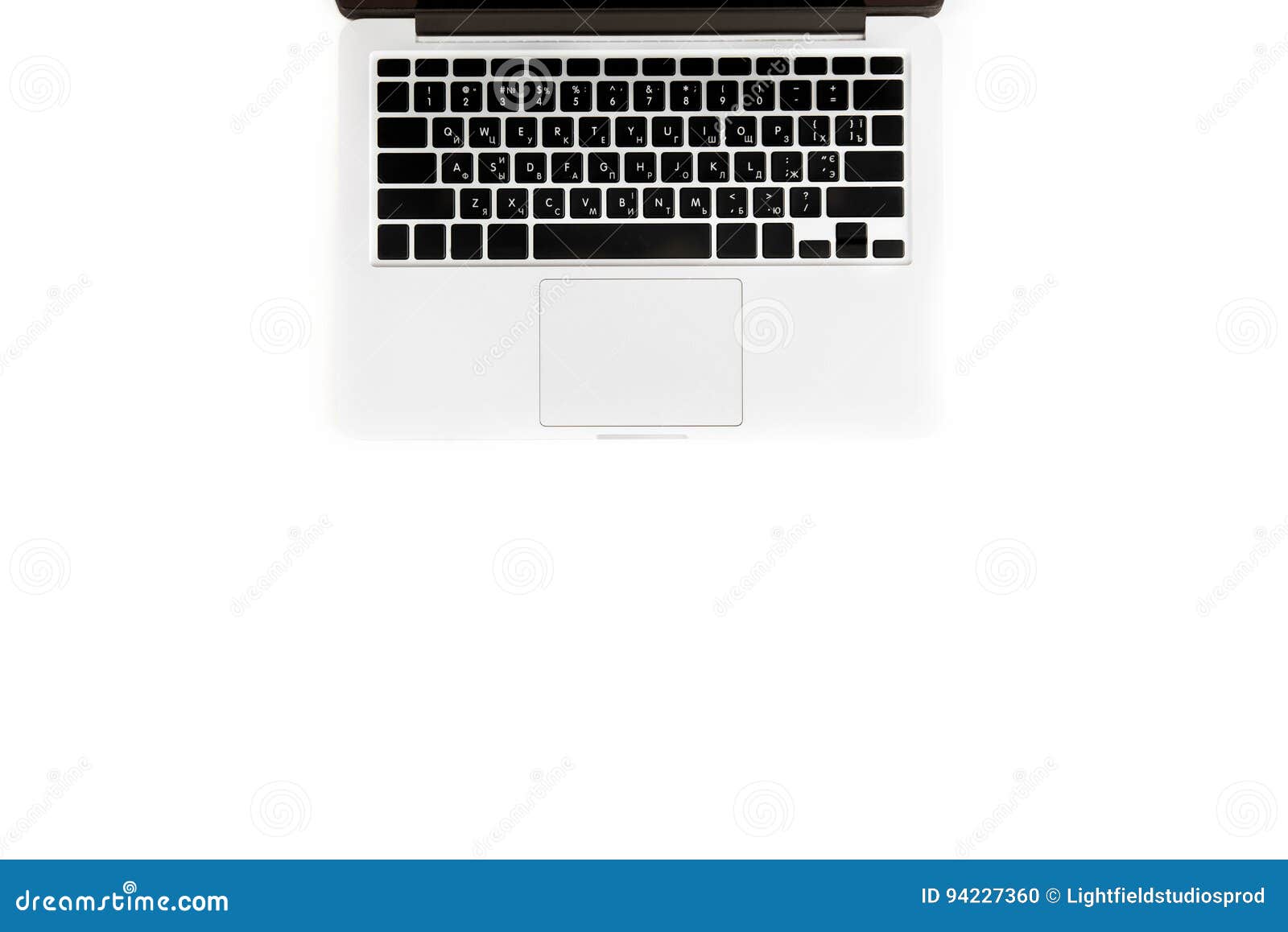 Flat Lay with Laptop Computer Isolated on White with Copy Space, Stock ...