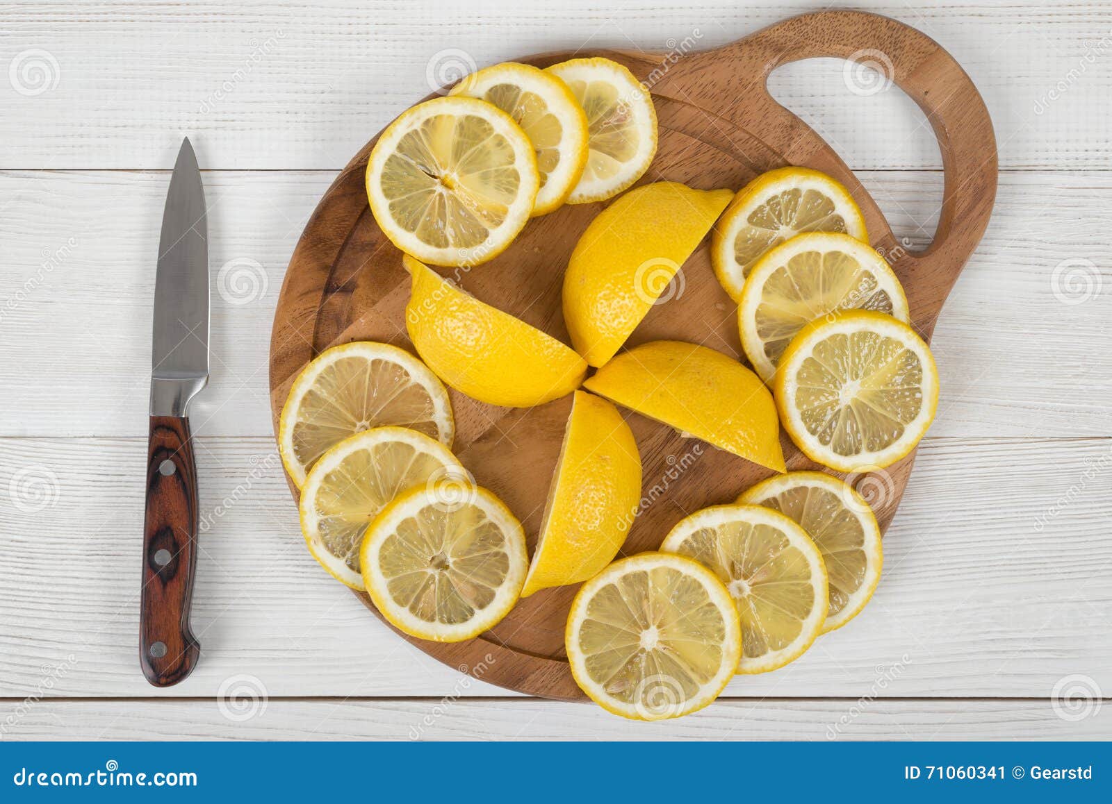 Flat Lay of Lemon Pieces Laid on Cutting Board. Stock Image - Image of ...
