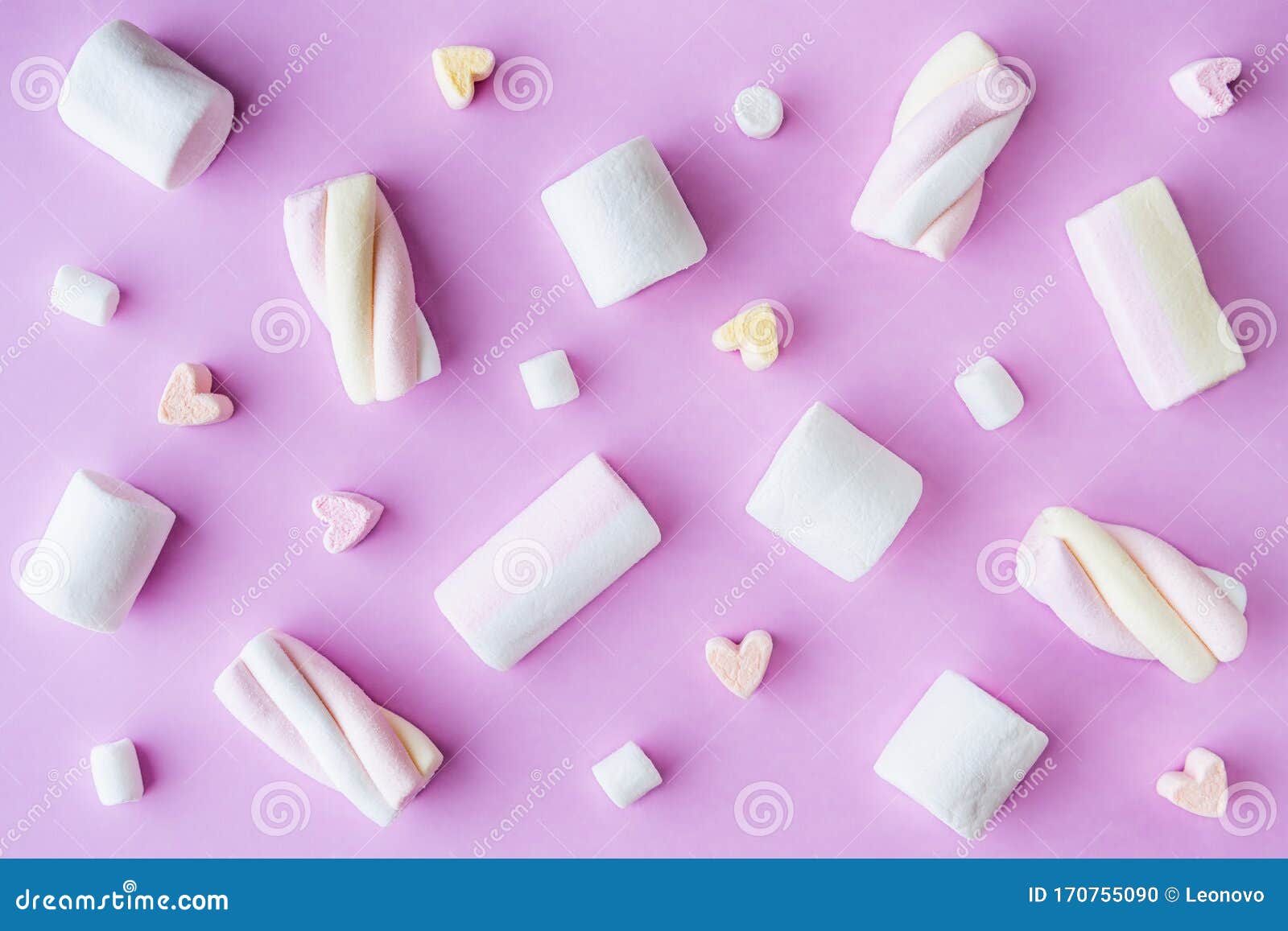 Flat Lay of Marshmallow and Soft Candy Stock Photo - Image of summer ...