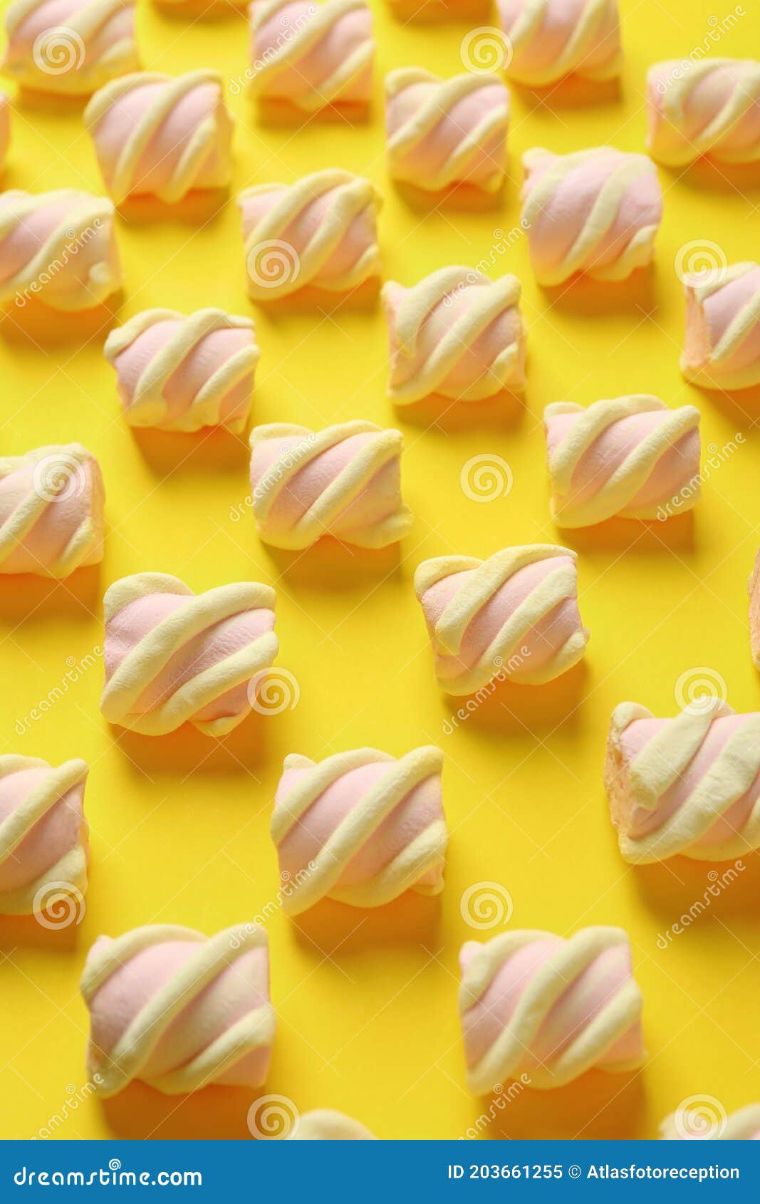 Flat Lay with Marshmallow on Yellow Background Stock Image - Image of ...