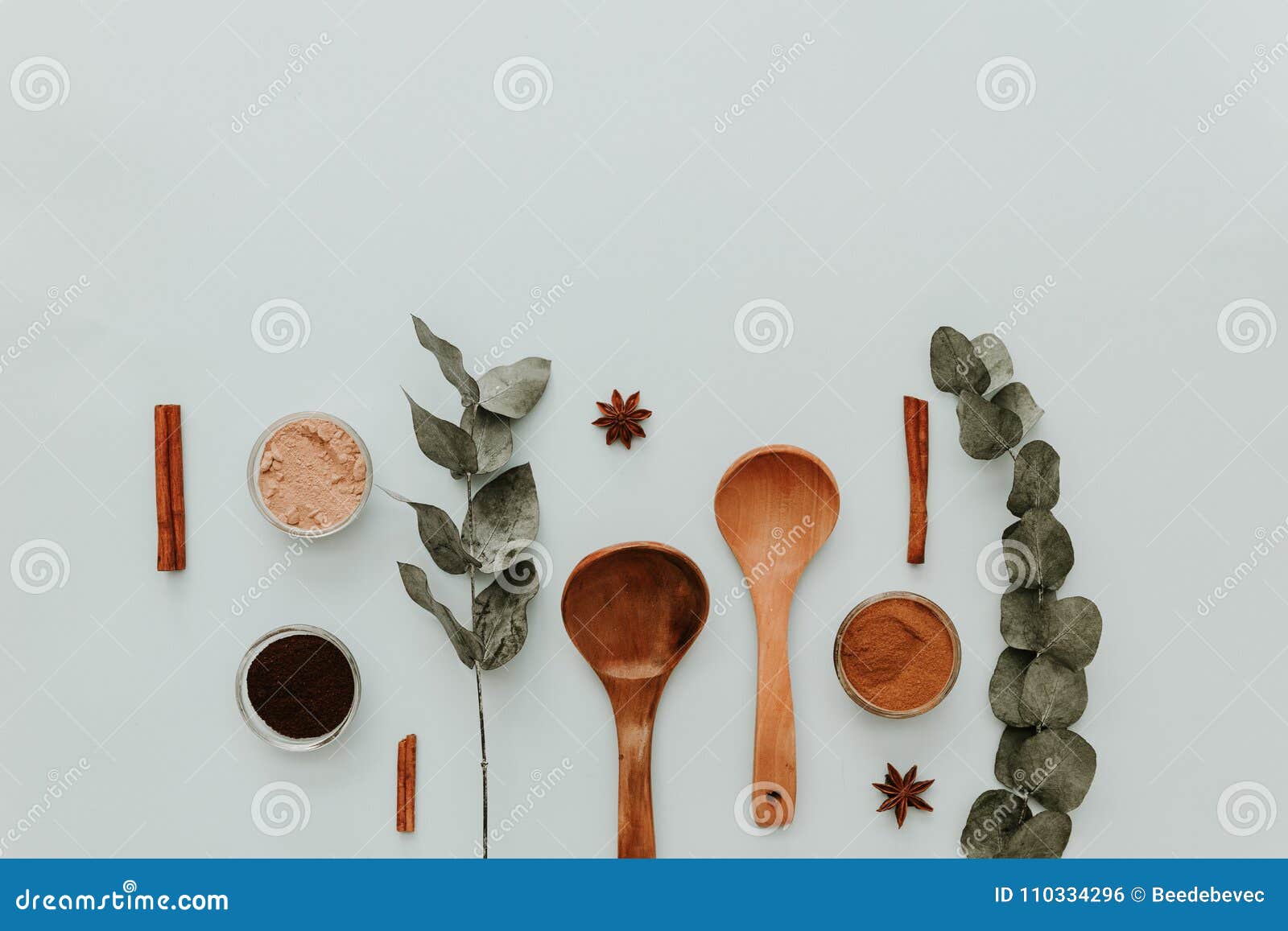 Flat Lay Minimal Background for Backing. Kitchen Utensils Stock Photo ...