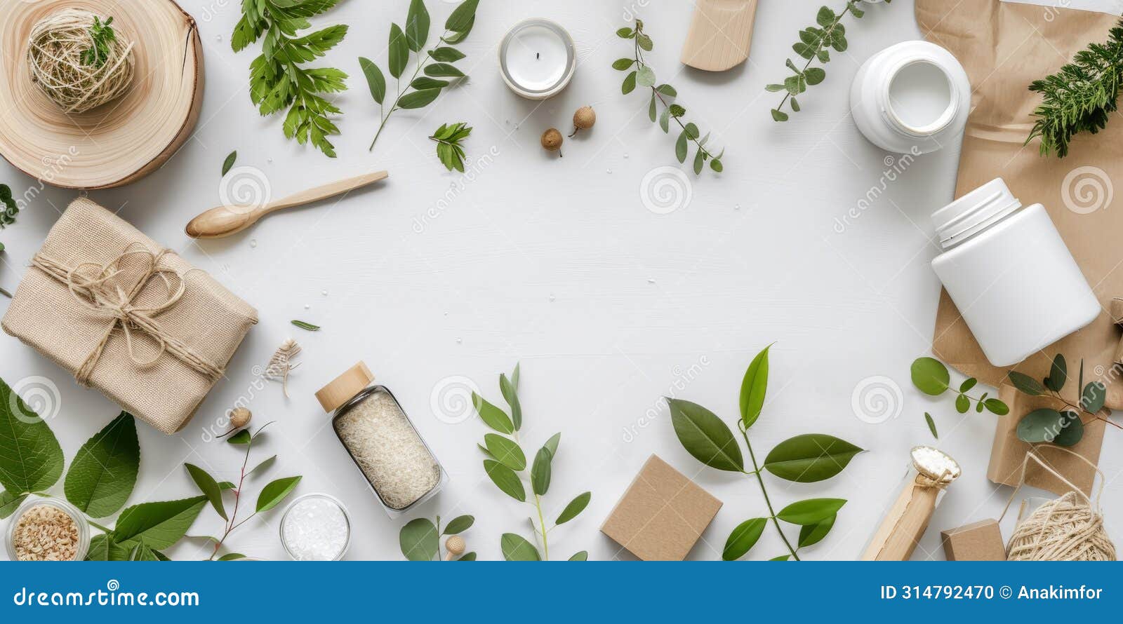 Flat Lay of Natural Packaging Materials Stock Photo - Image of body ...