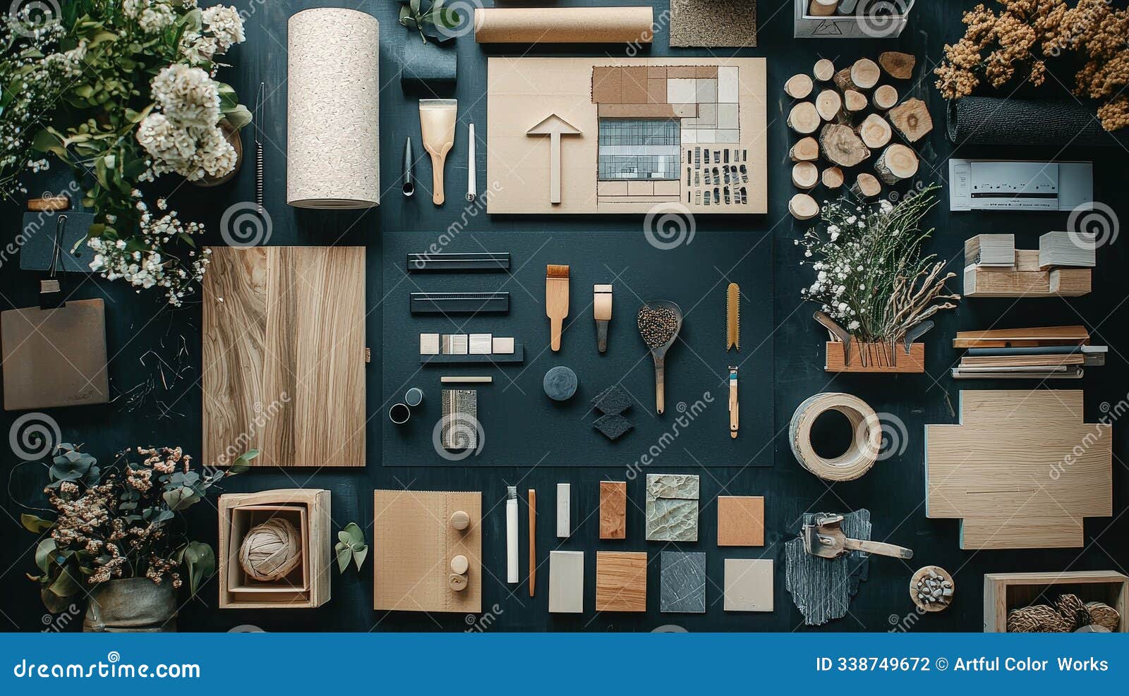 Flat Lay of Neutral Textures and Materials Mood Board Stock ...