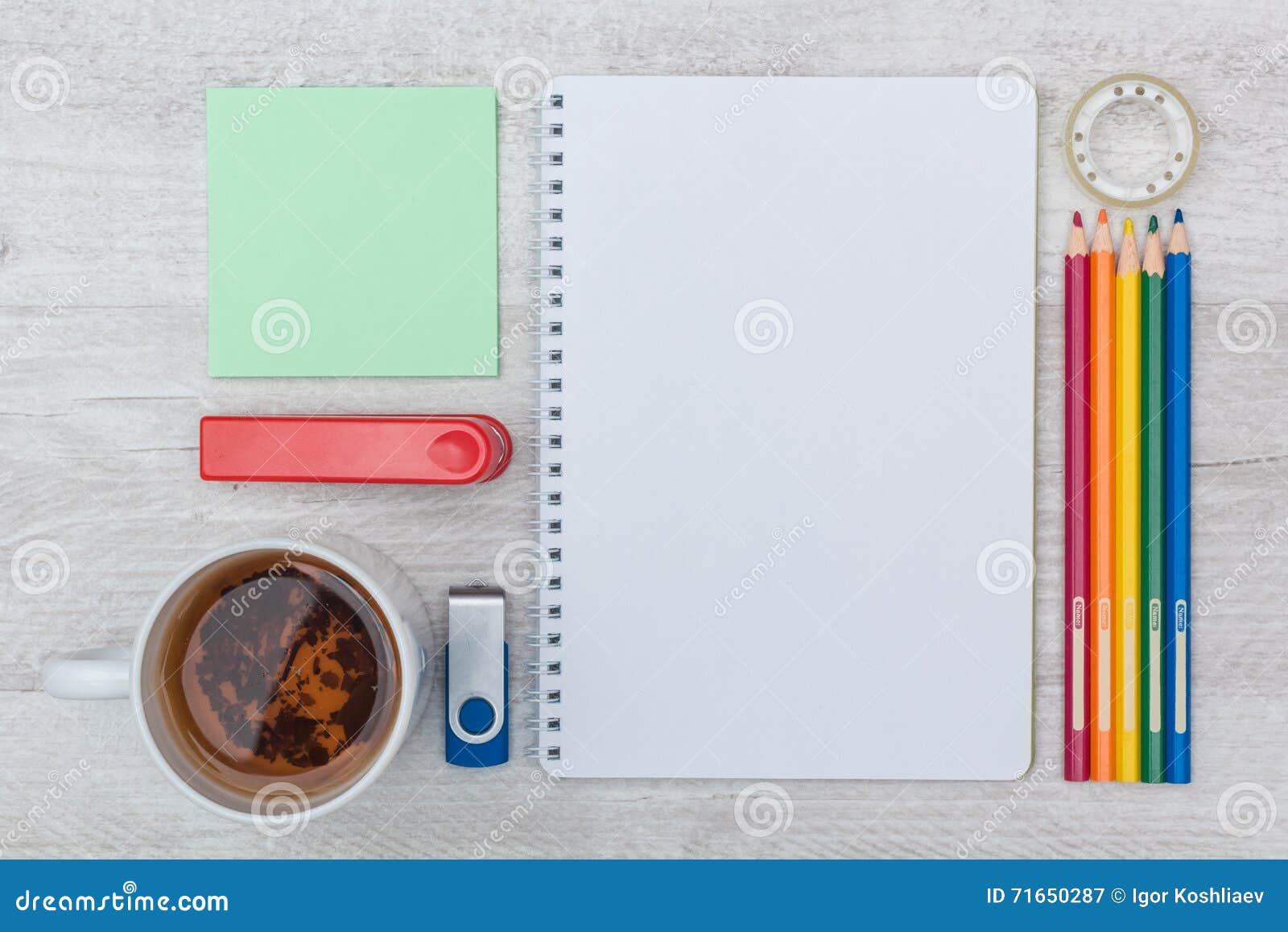 Flat Lay: Notebook and Stationery Stock Image - Image of circle, paper ...