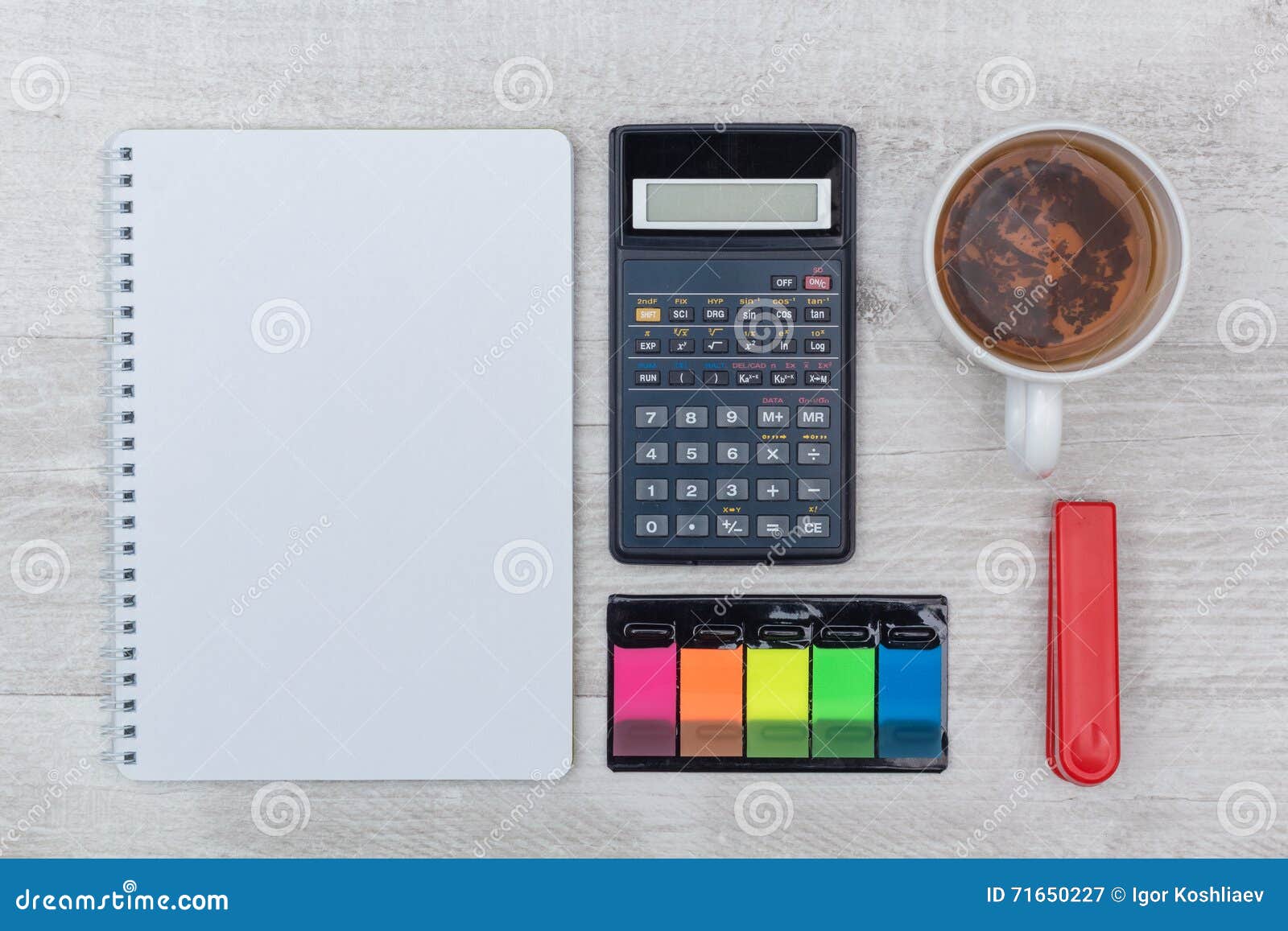 Flat Lay: Notepad and Calculator Stock Image - Image of stationery ...