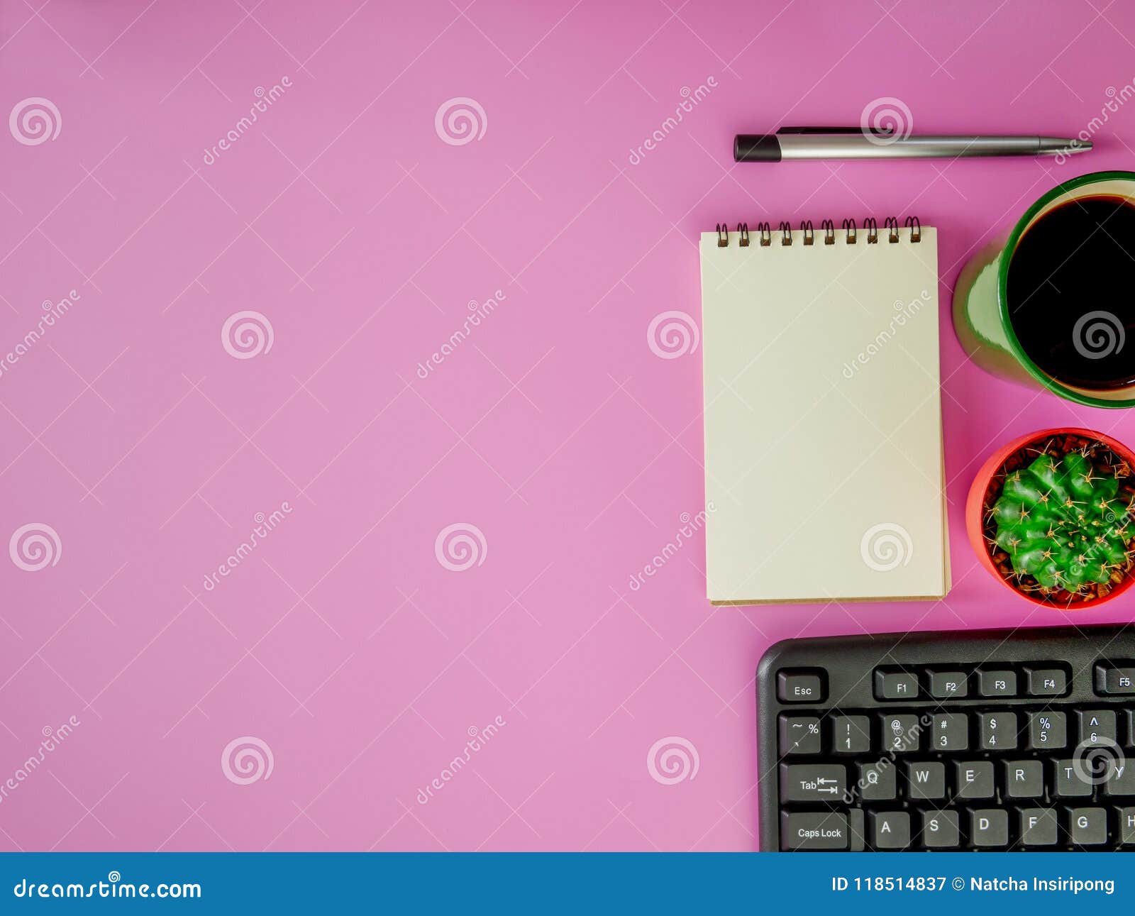 Flat Lay Office Desk with Copy Space Stock Image - Image of design ...