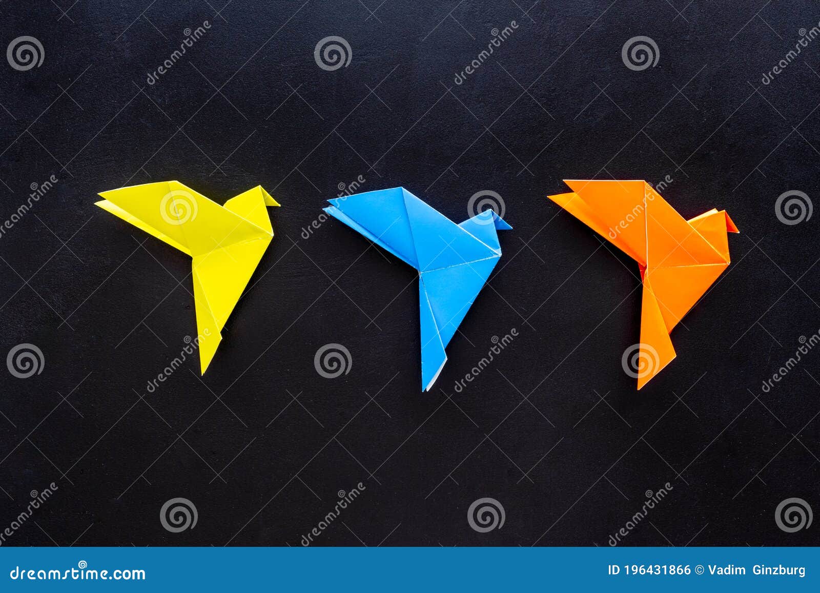 Flat Lay of Origami Flying Birds. Top View Stock Photo - Image of ...