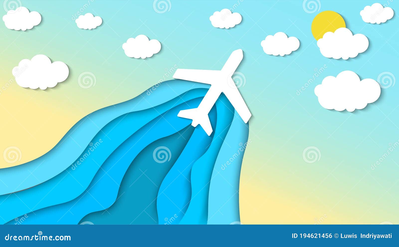 Flat Lay Plane Paper Cut Vector Illustrations, Good for Background ...