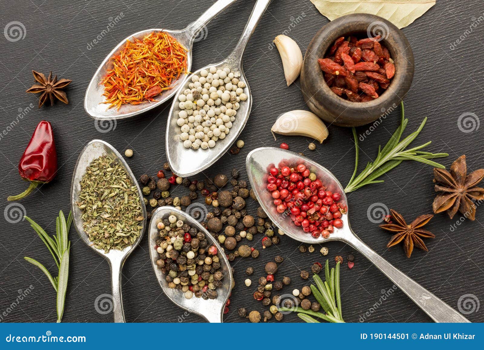 Flat Lay Powder Condiments Photo Stock Image - Image of spicy ...